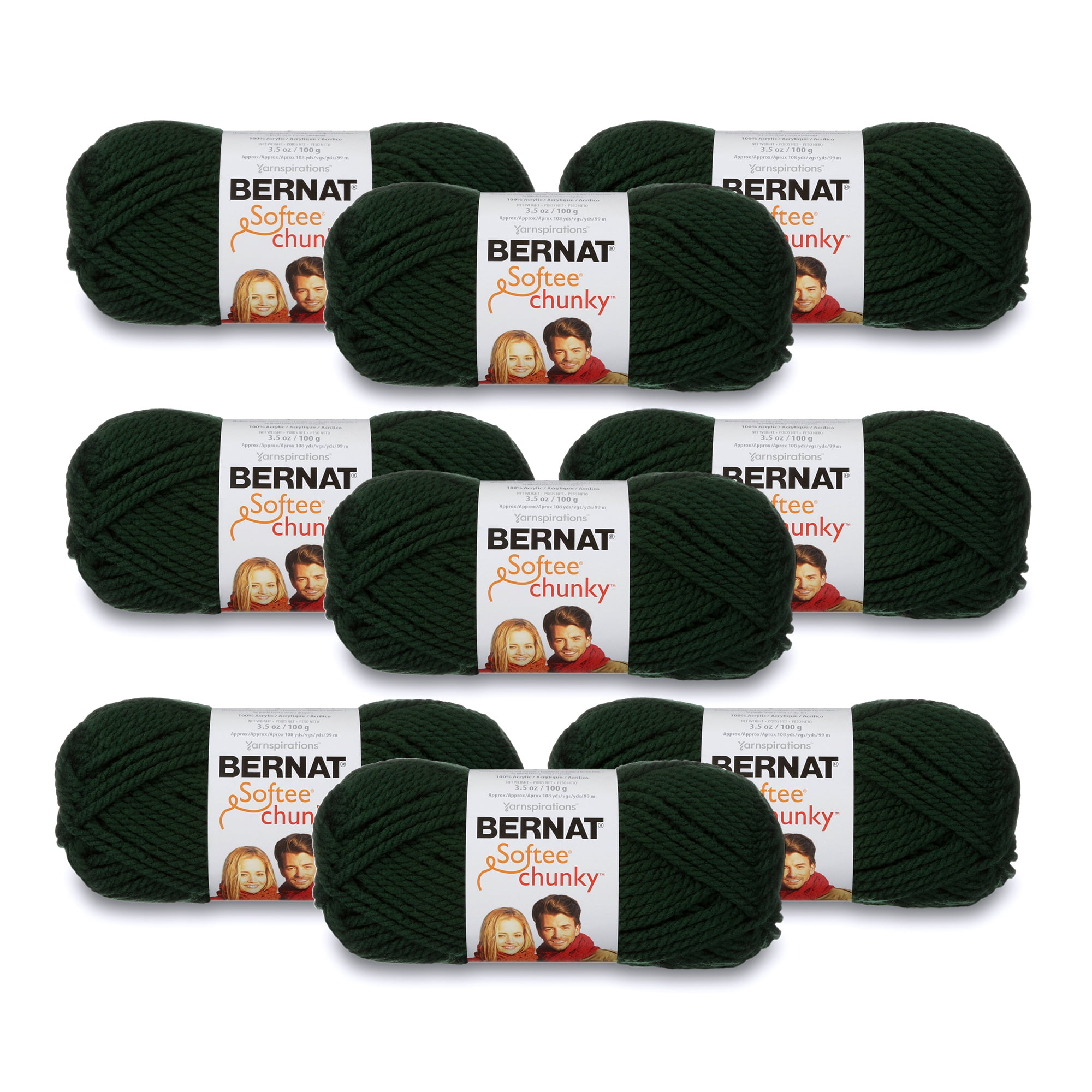 Bernat® Softee® Chunky™ #6 Super Bulky Acrylic Yarn, Dark Green 3.5oz ...