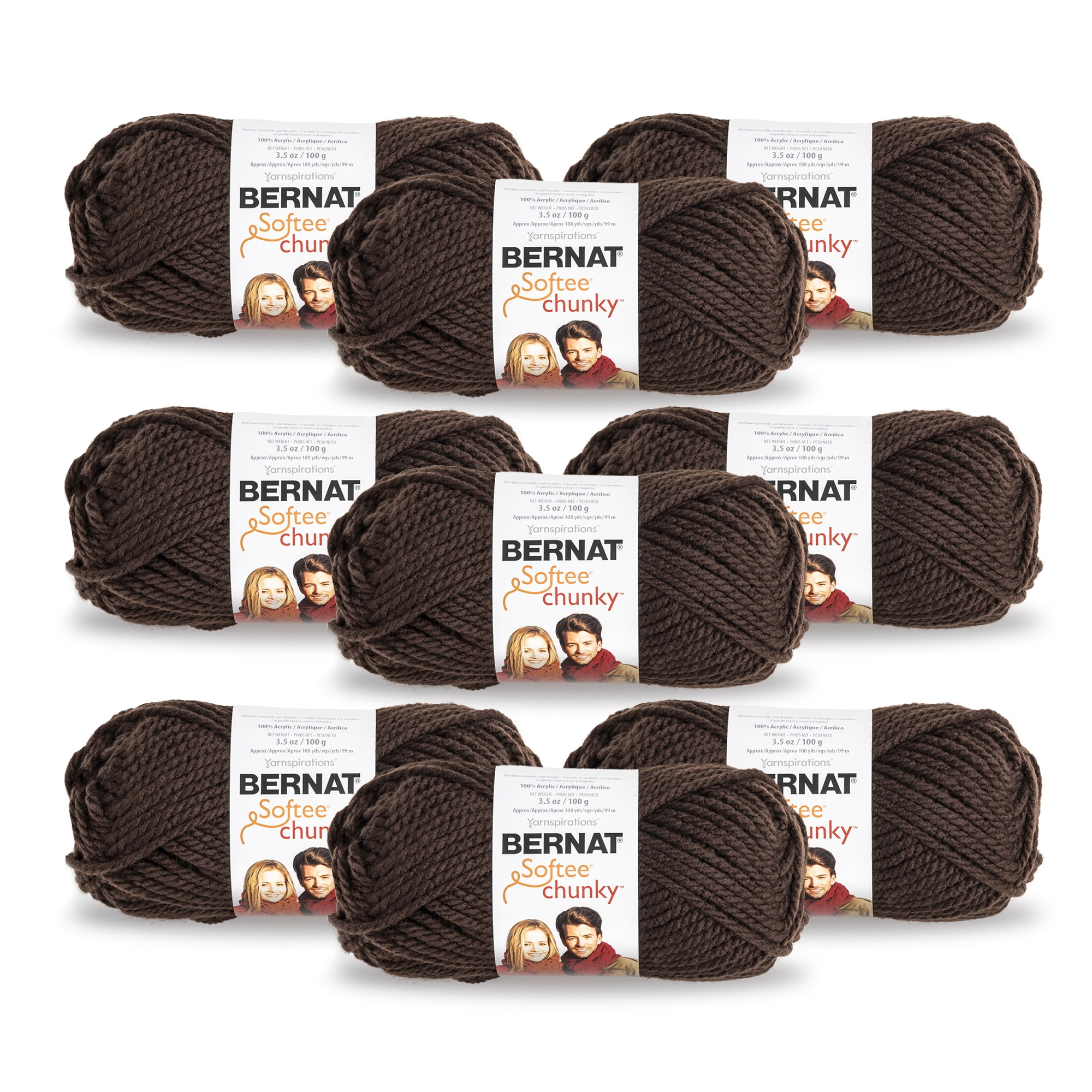Bernat® Softee® Chunky™ #6 Super Bulky Acrylic Yarn, Dark Taupe 3.5oz ...