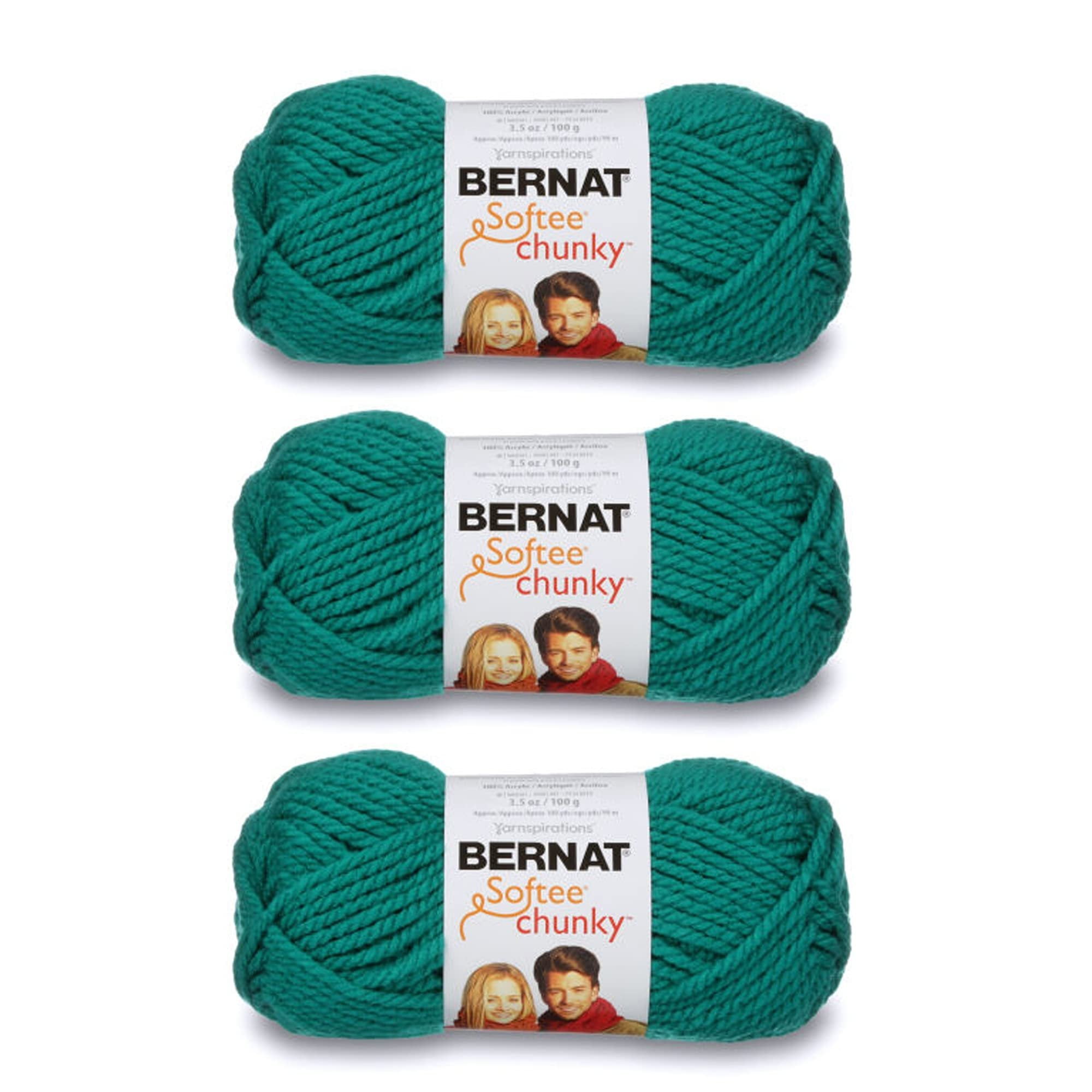 Bernat Softee Chunky Yarn 3 Ball Pack, 3 Pack, Emerald, 3 Count ...