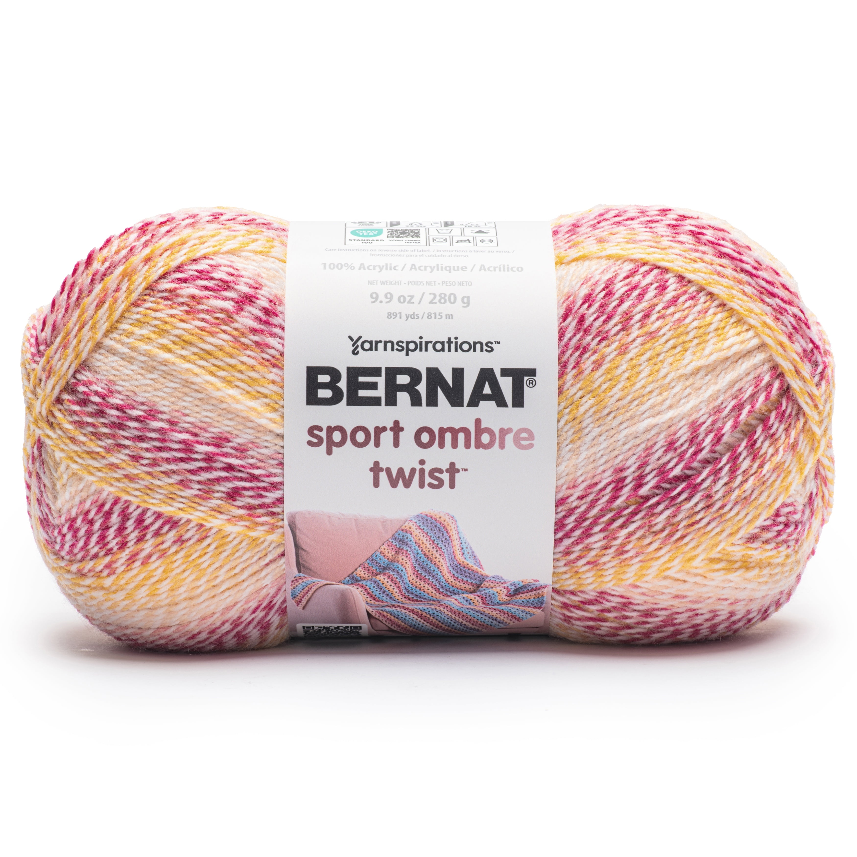 Bernat Sport Ombre Twist Yarn-Sorbet - Walmart.com