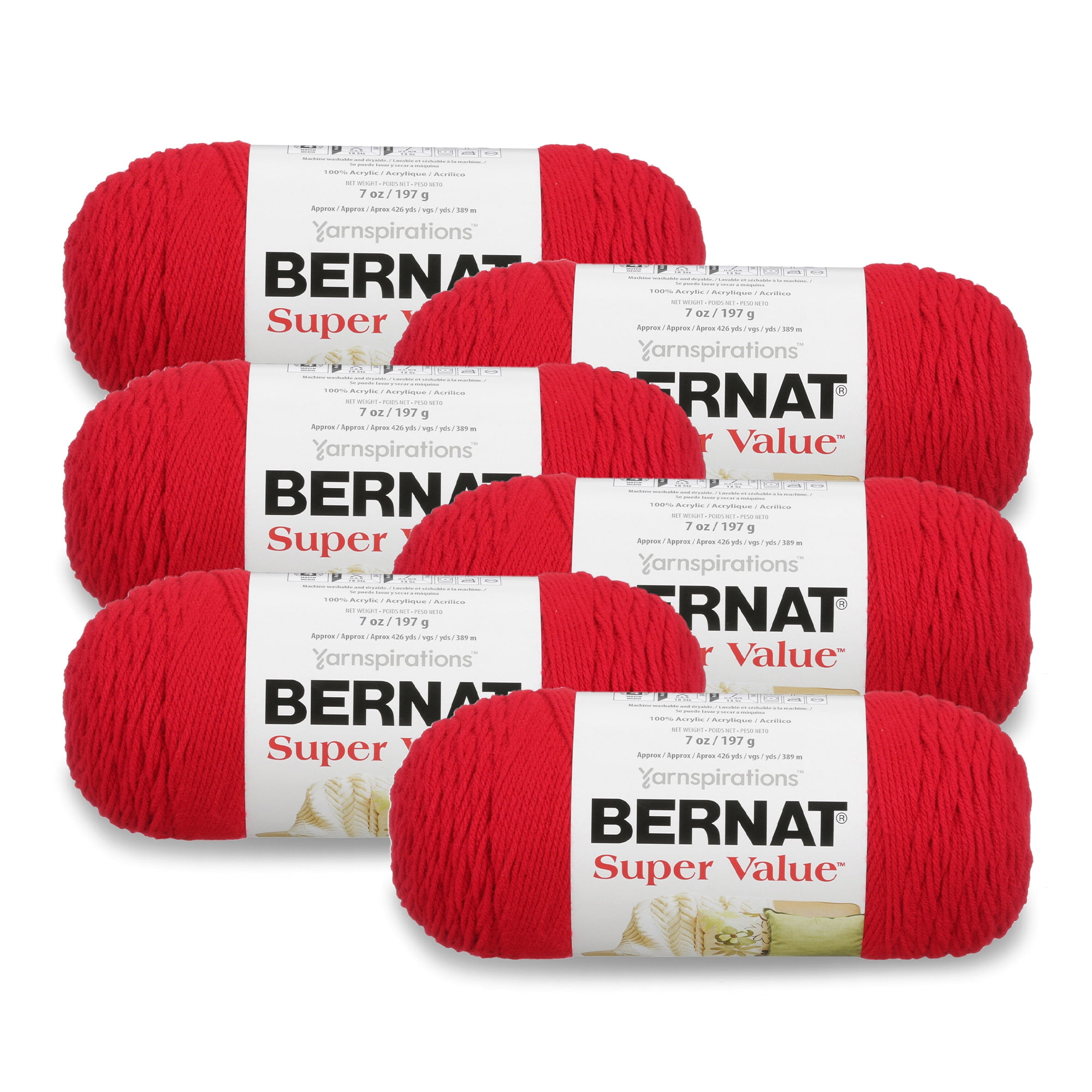 Bernat® Super Value™ #4 Medium Acrylic Yarn, Berry 7oz/197g, 426 Yards ...