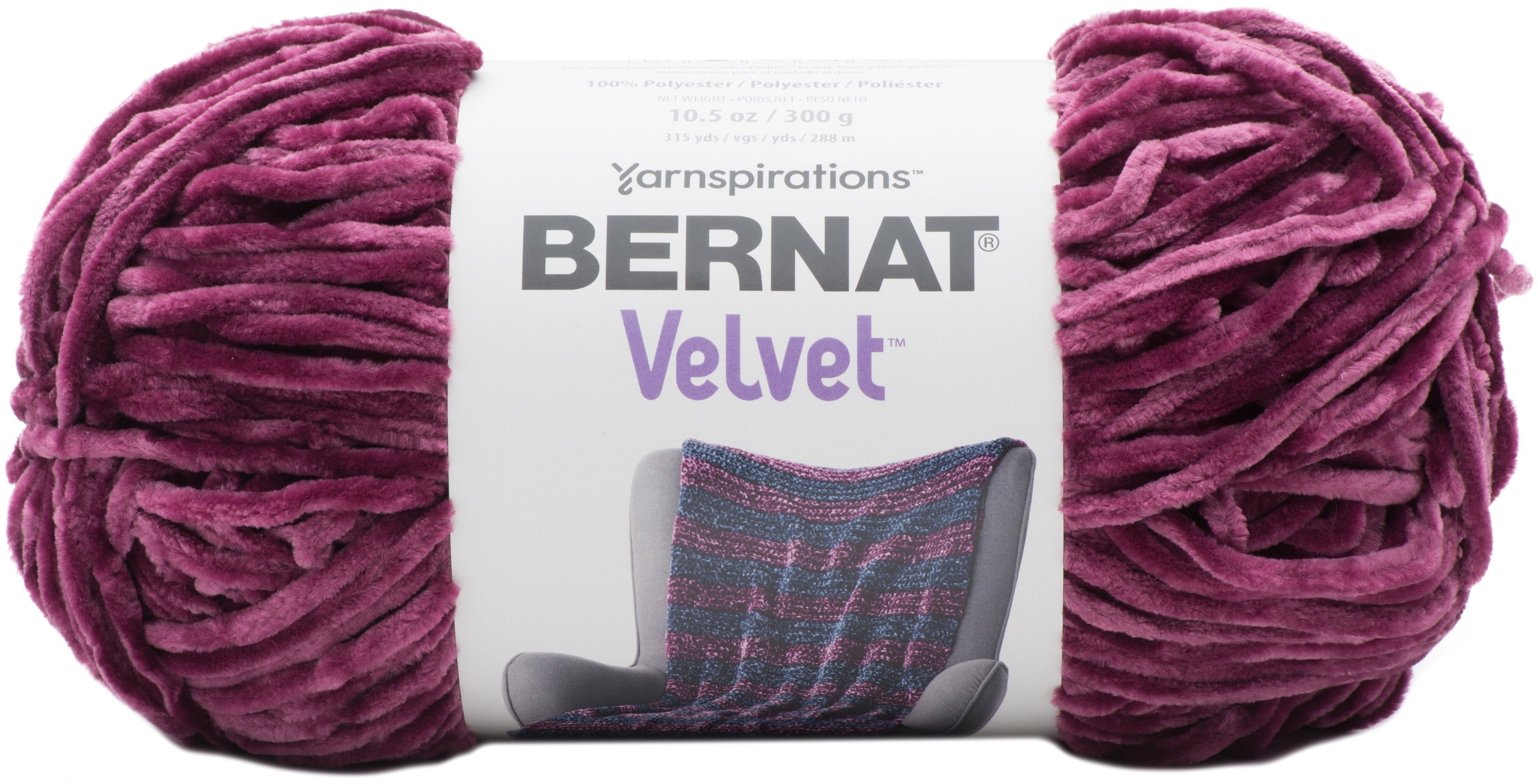 Bernat Velvet Burgundy Plum Yarn - 2 Pack of 300g/10.5oz - Polyester ...