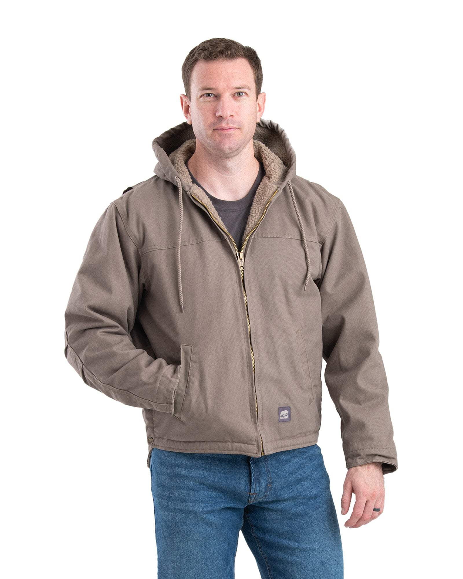 Berne Men's Heartland Washed Duck Hooded Work Coat, X-Large Regular ...