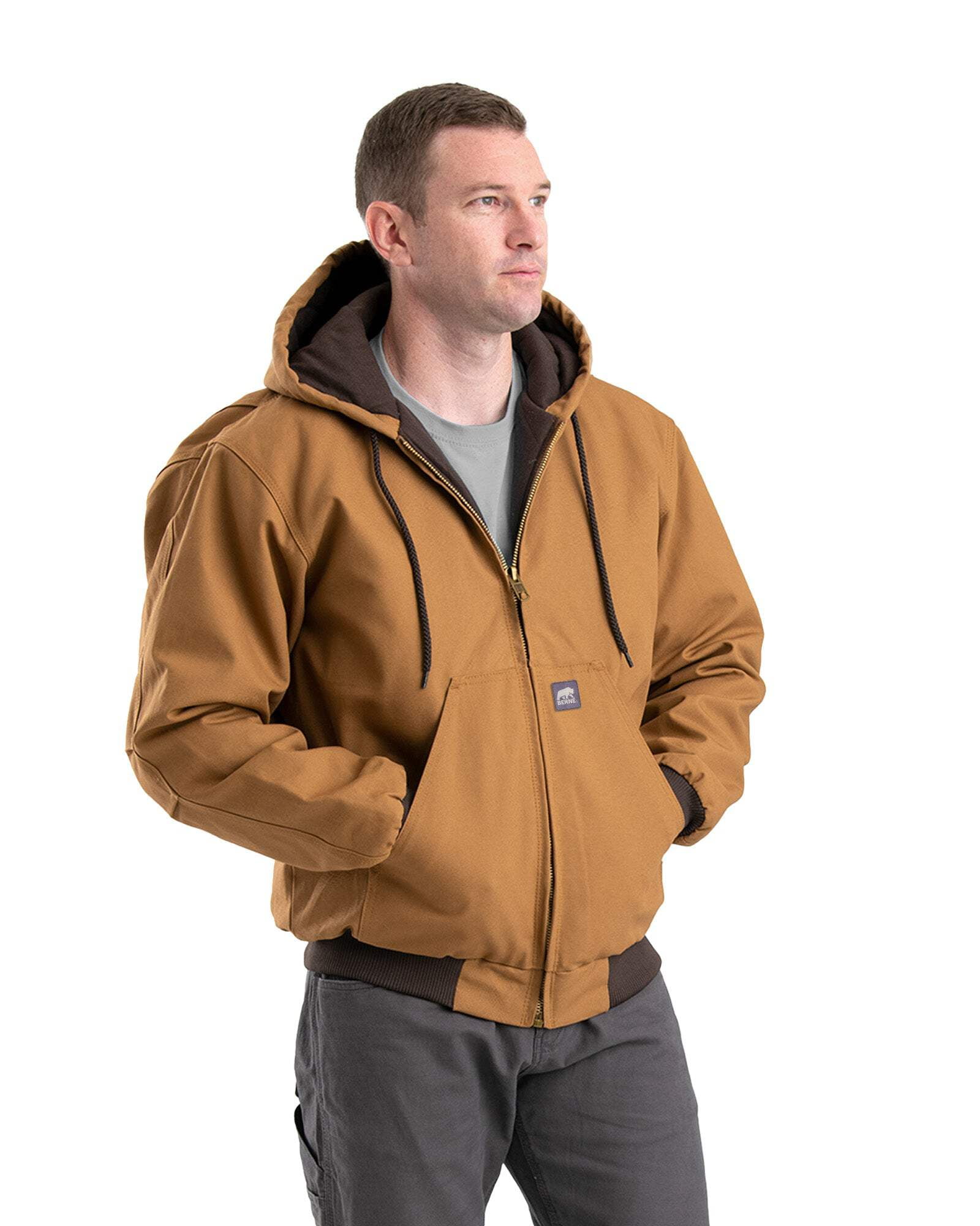 Berne Insulated & Hooded Cotton, Active Work Jacket (Men's) - Walmart.com