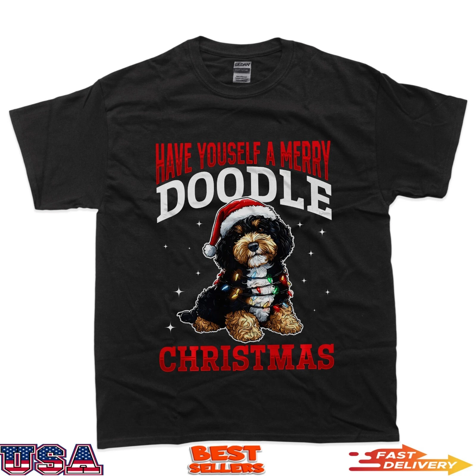 Bernedoodle Christmas Dog Breed Have Yourself a Merry Doodle T-Shirt ...