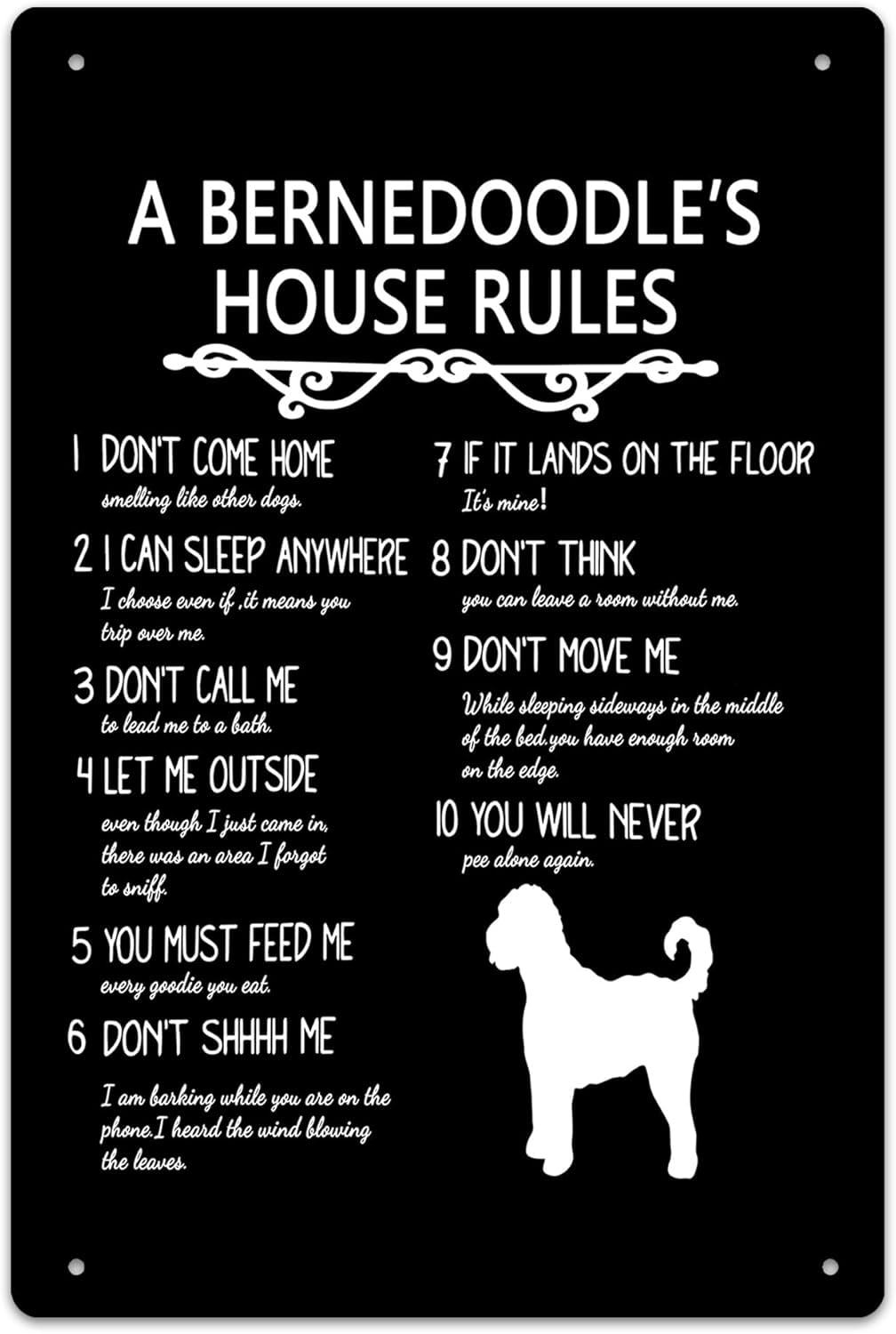 Bernedoodle Dog Metal Signs, A Bernedoodle's House Rules Metal Tin Sign ...