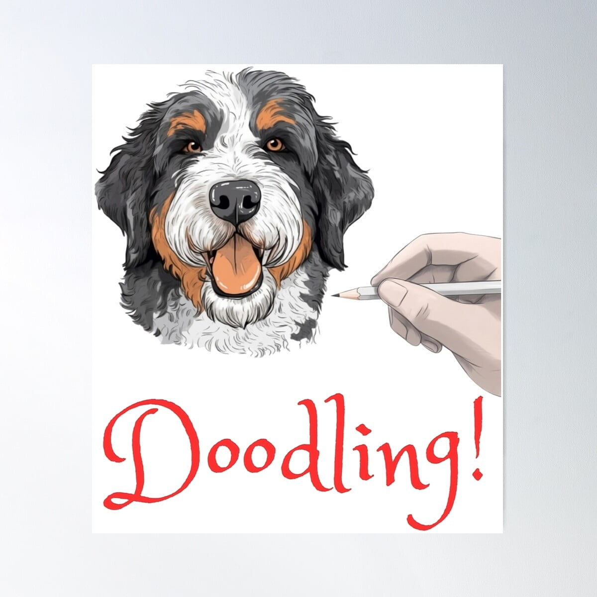 Bernedoodle Doodling Happy Bernese Doodle Dog Â€“ Artistic Poodle ...