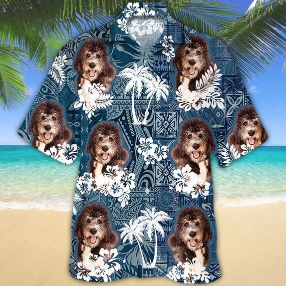 Bernedoodle Hawaiian Shirt, Hawaiian Dog Shirts For Dad, Full Print ...
