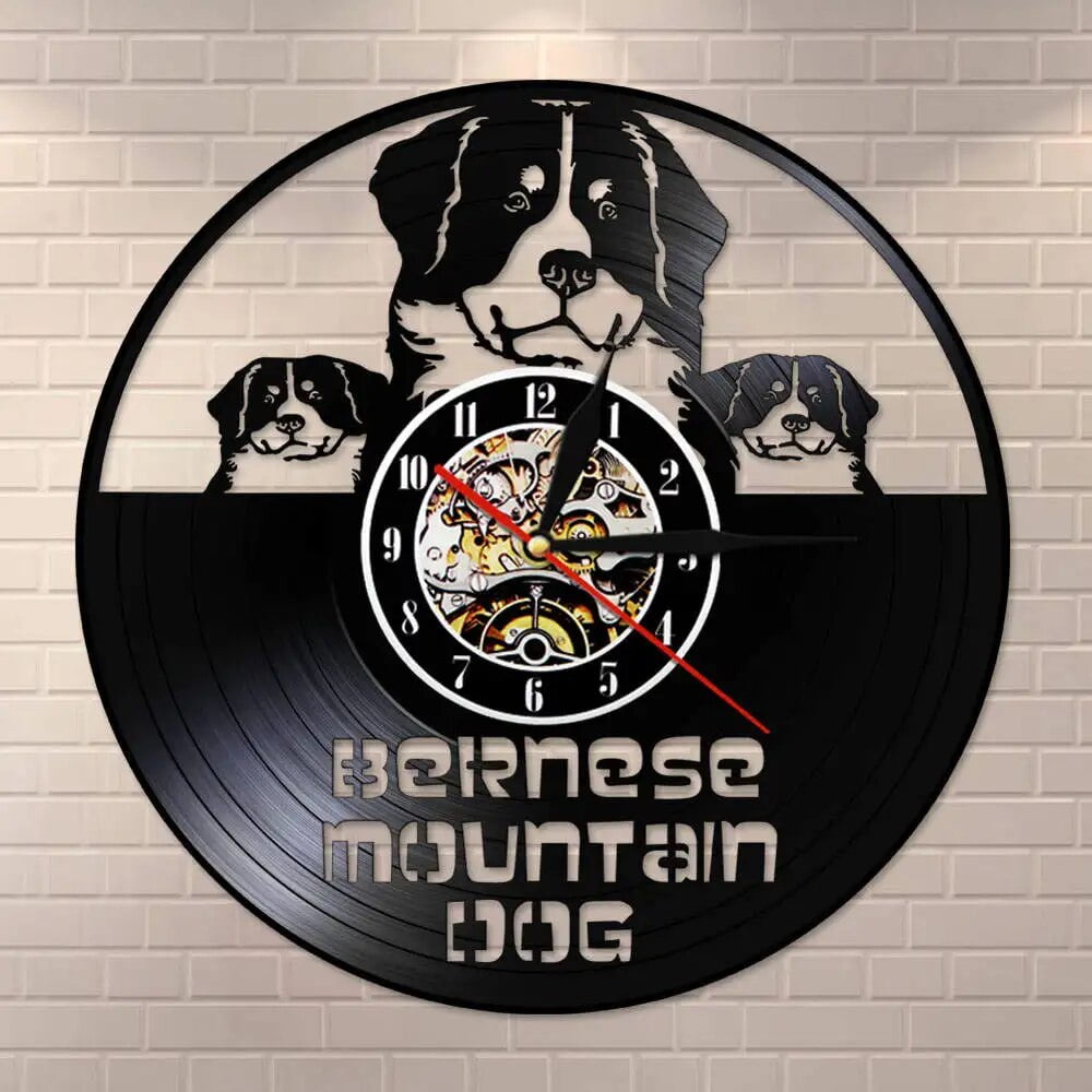 Berner Sennenhund Dog Vinyl Wall Clock,Vinyl Record Clock Wall Art ...