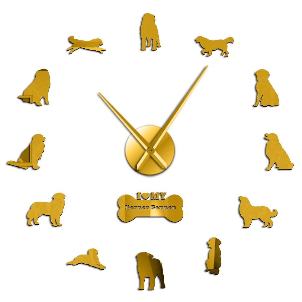 Berner Sennenhund Pet Dog Silhouette Frameless Wall Clock Stickers, DIY ...