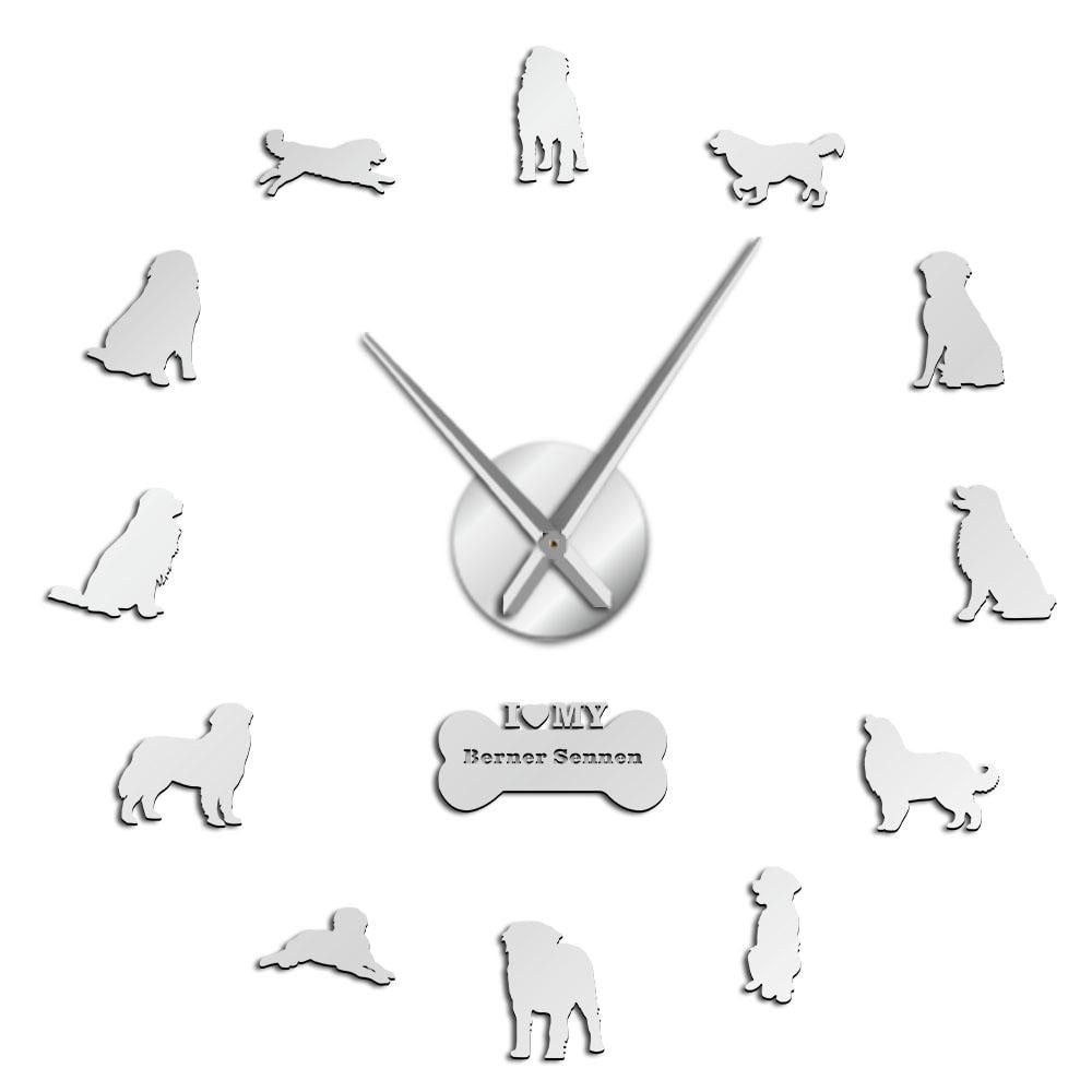 Berner Sennenhund Pet Dog Silhouette Frameless Wall Clock Stickers, DIY ...