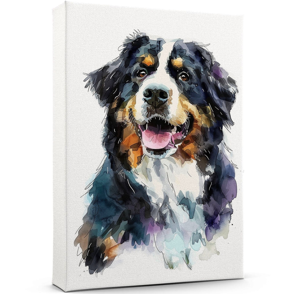 Bernese Mountain Canvas Wall Art, Modern Cute Colorful Bernese Mountain Canvas Dog Art Pictures ...
