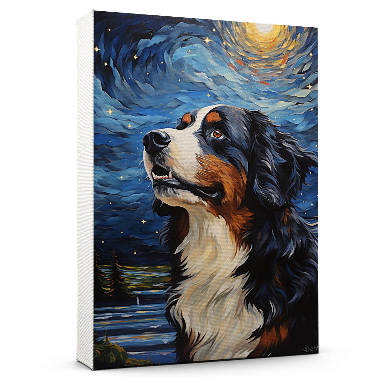 Bernese Mountain Canvas Wall Art Print, Dog Artwork Poster for Bedroom ...