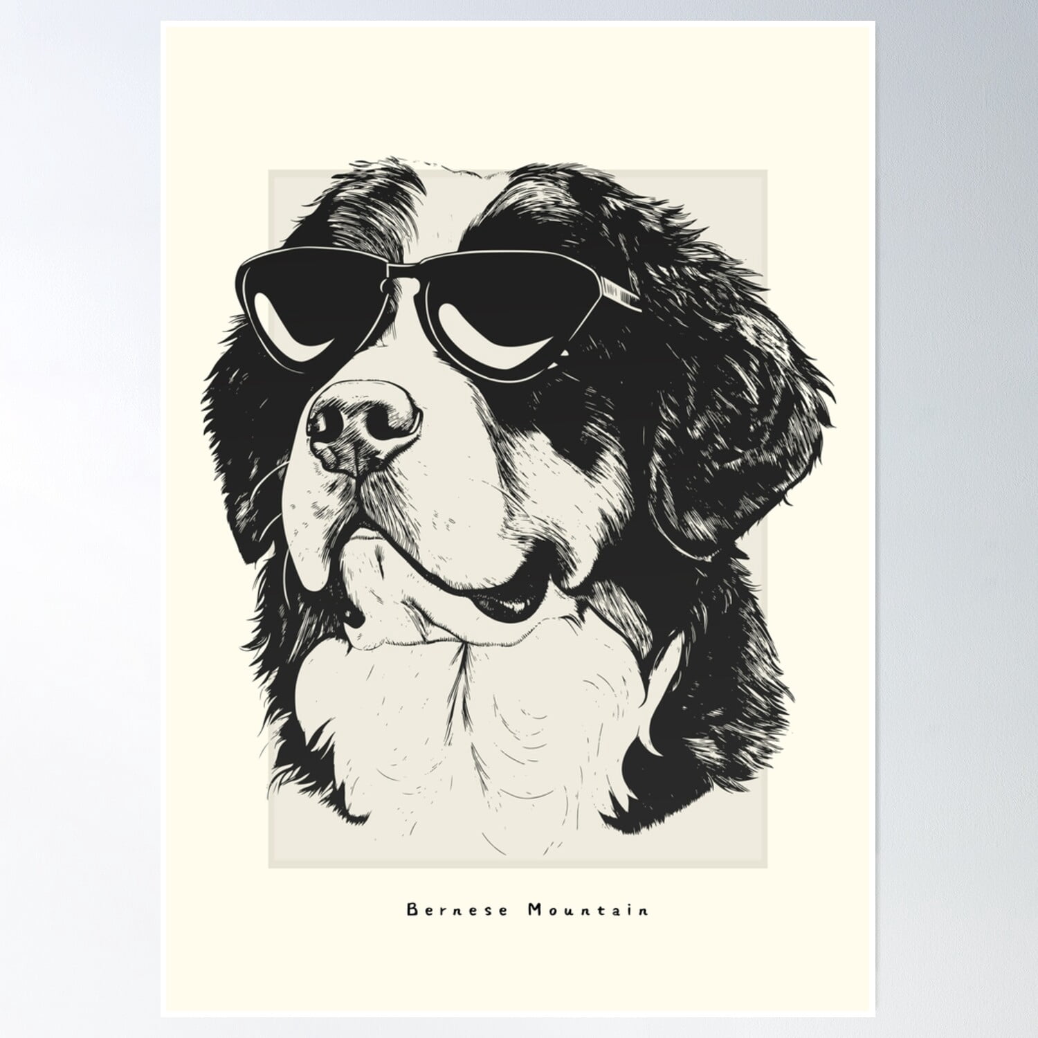 Bernese Mountain Digital Sketch Drawing Illustration Poster Wall Art ...