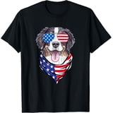 Bernese Mountain Dog American Flag Glasses 4Th Of July T-Shirt S-5XL ...