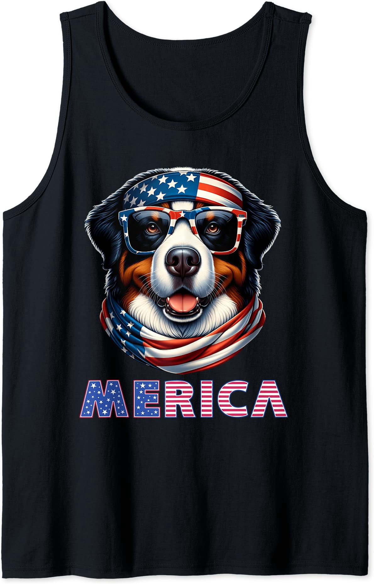 Bernese Mountain Dog American Flag Patriotic 4th of July Tank Top ...