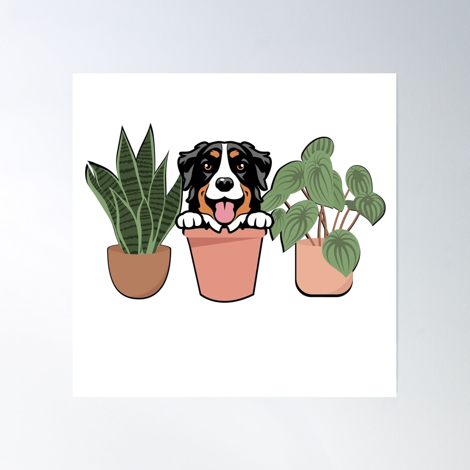 Bernese Mountain Dog And Plants Poster Wall Art, Modern Wall Decor ...