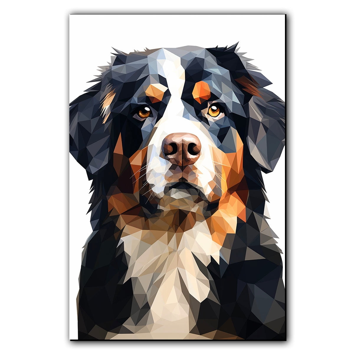 Bernese Mountain Dog Art Canvas, Pet Wall, Polygon Art Print on Canvas ...