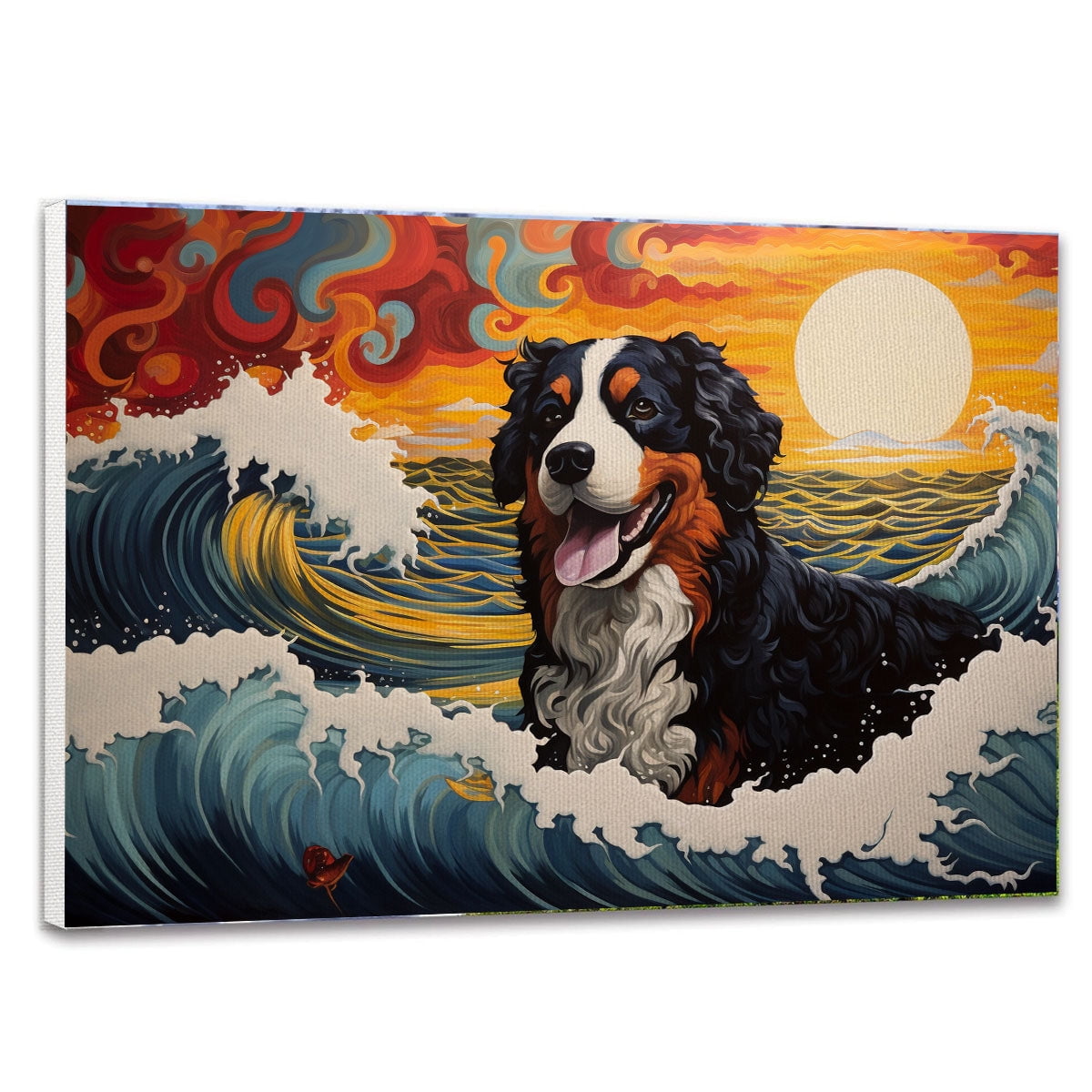 Bernese Mountain Dog Art Canvas Prints Wall Art Ocean Beach Picture Paintings for BHome Office ...