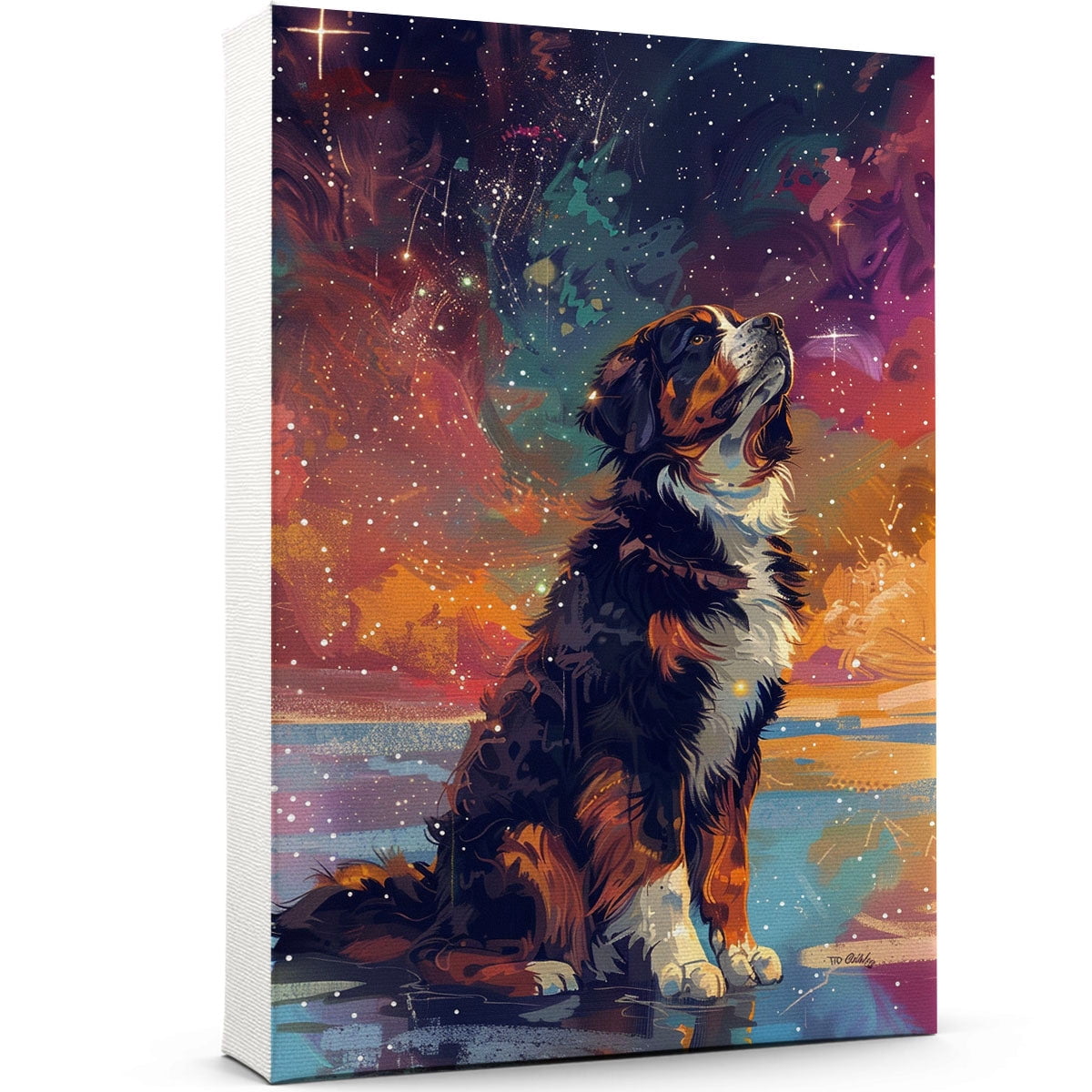 Bernese Mountain Dog Art Print Poster, Wall art Canvas Painting Decor ...