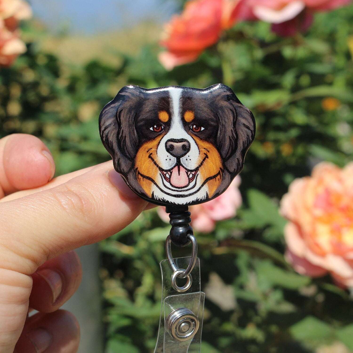 Bernese Mountain Dog Badge Reel Id holder for Nurses, CNAs, HCAs ...