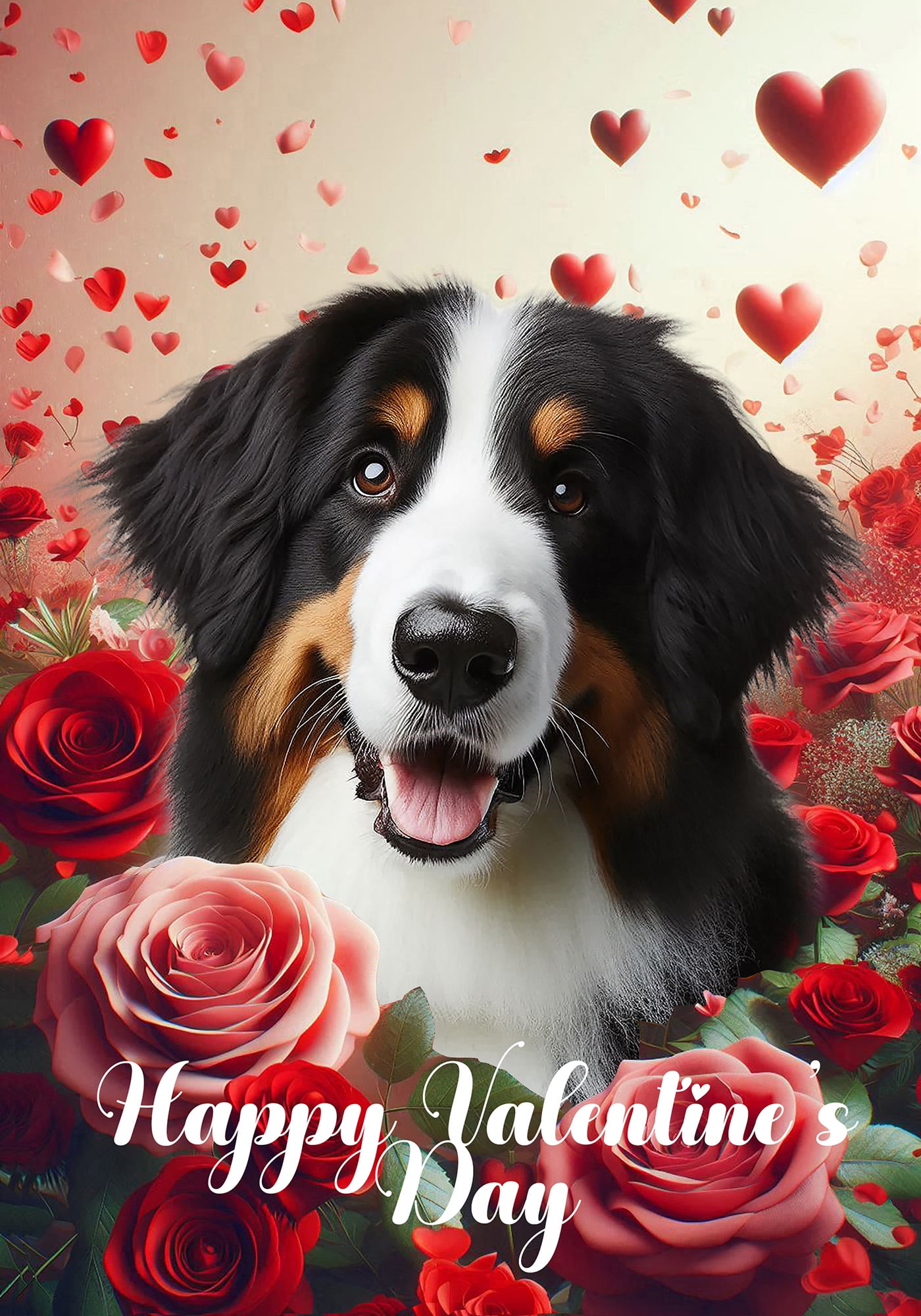 Bernese Mountain Dog - Best of Breed Valentines Day Outdoor Garden Flag ...