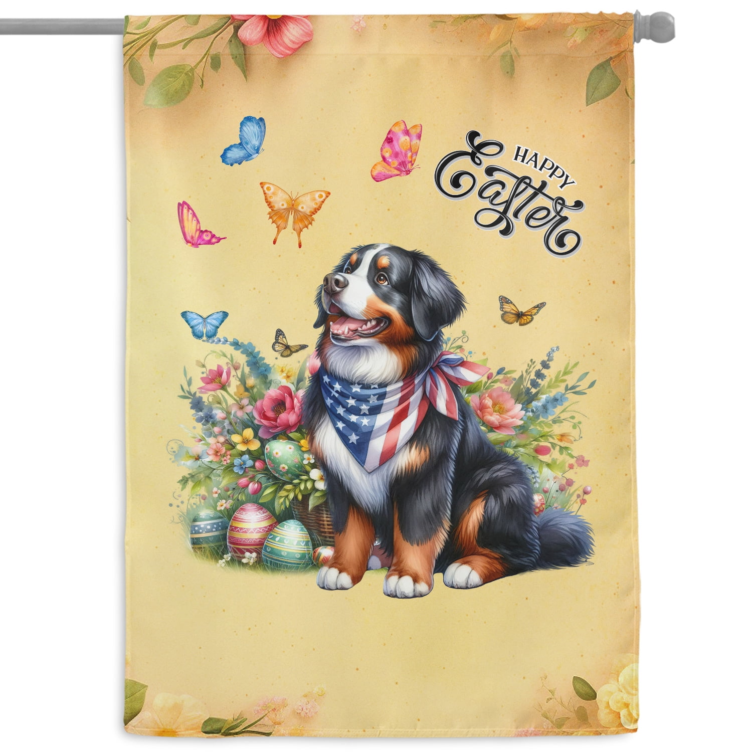 Bernese Mountain Dog Celebrates Spring and Enjoys a Happy Easter House ...