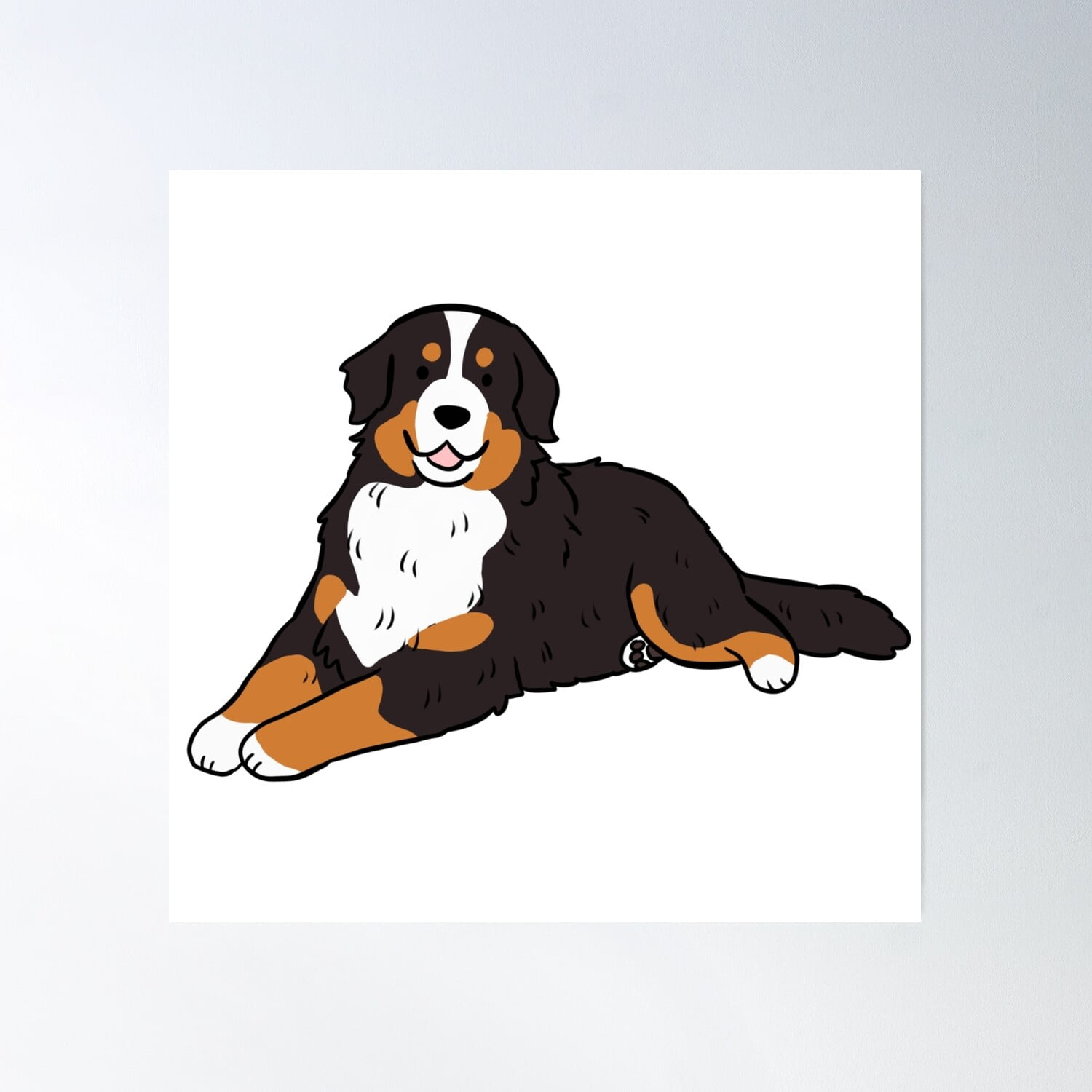 Bernese Mountain Dog Cute Illustration Poster Wall Art, Modern Wall Decor, 16x16 UNFRAMED ...