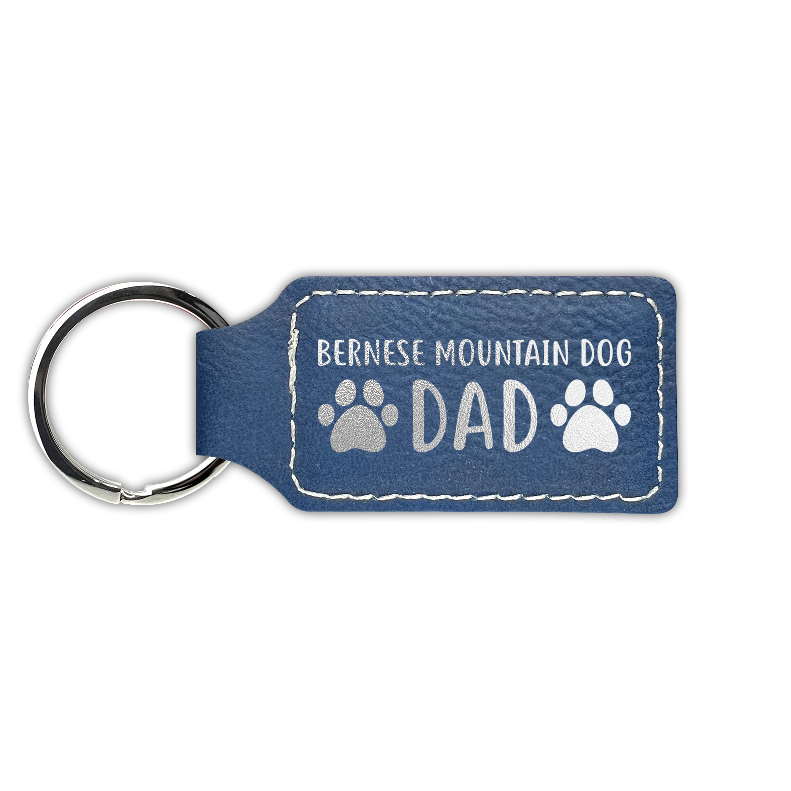 Bernese Mountain Dog Dad Keychain Leatherette Rectangle - Laser ...