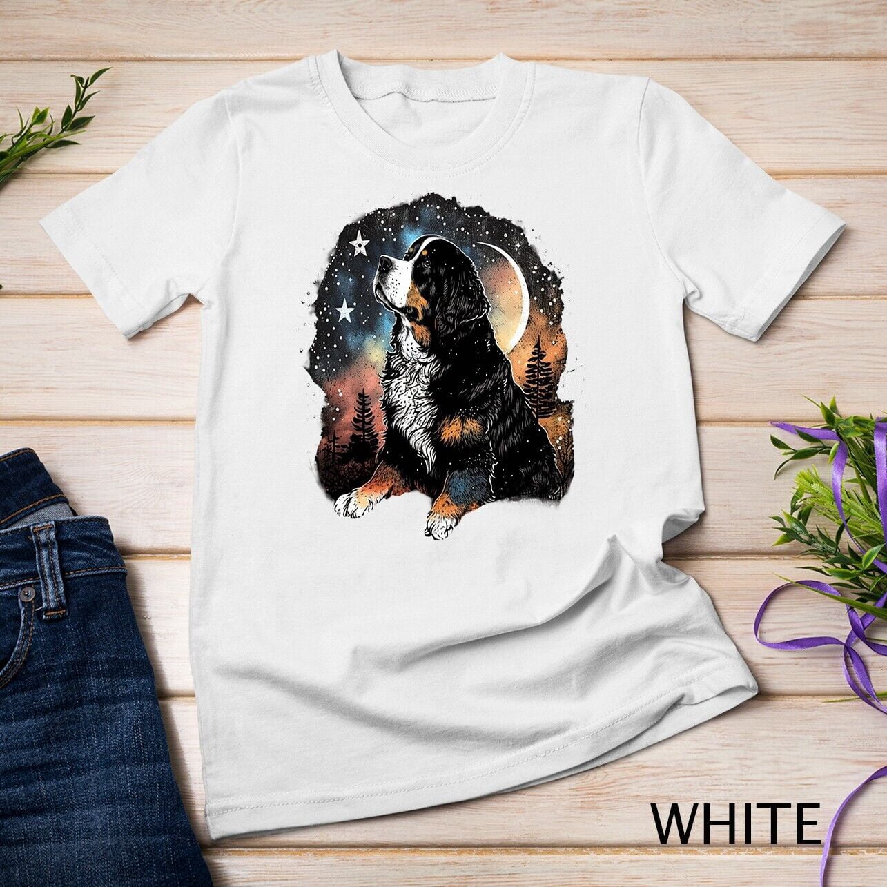 Bernese Mountain Dog Dog Yoga Stars Moon Zen Galaxy Nature Unisex T ...
