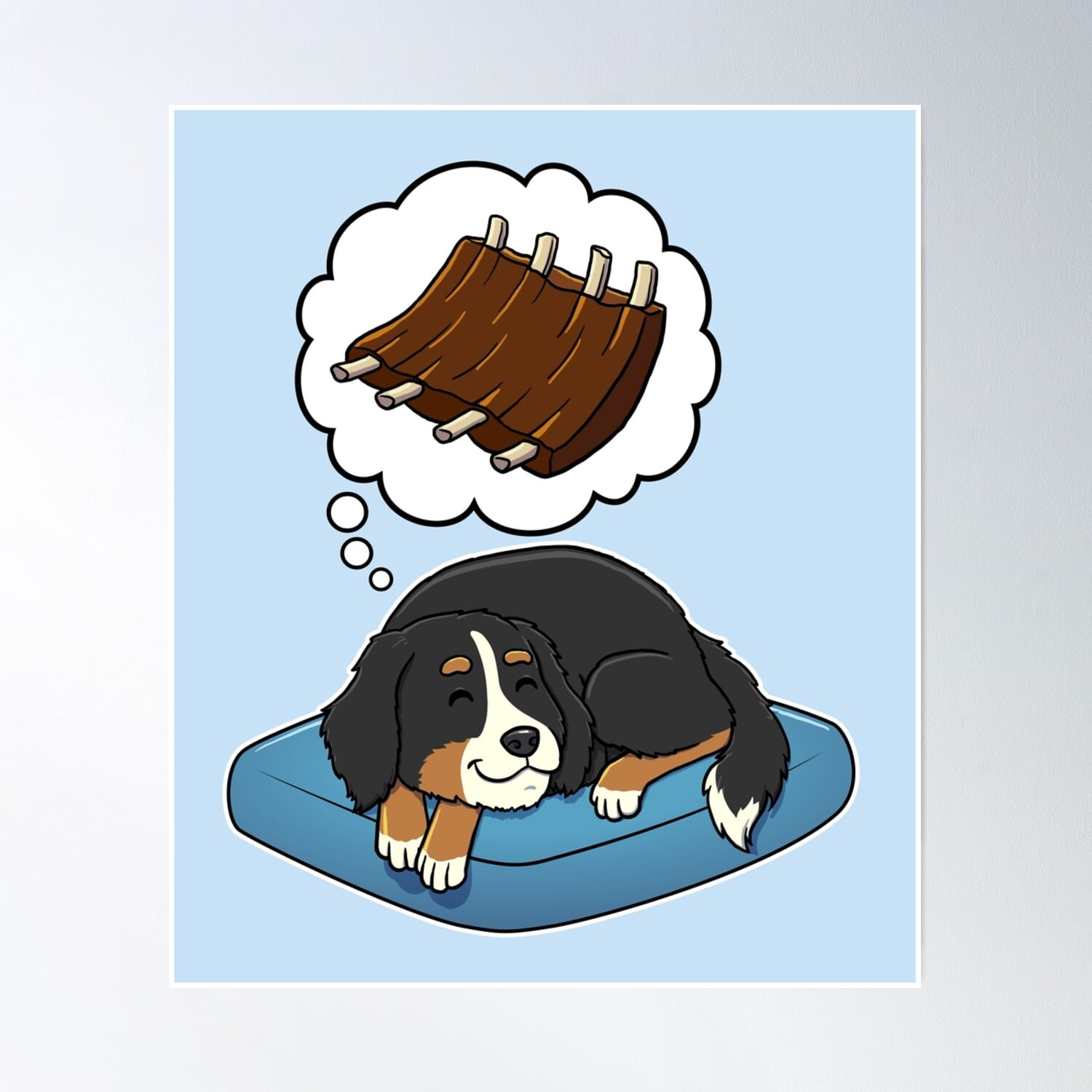 Bernese Mountain Dog Dreaming About Barbecue Ribs Poster Wall Art, Modern Wall Decor, 24x36 ...