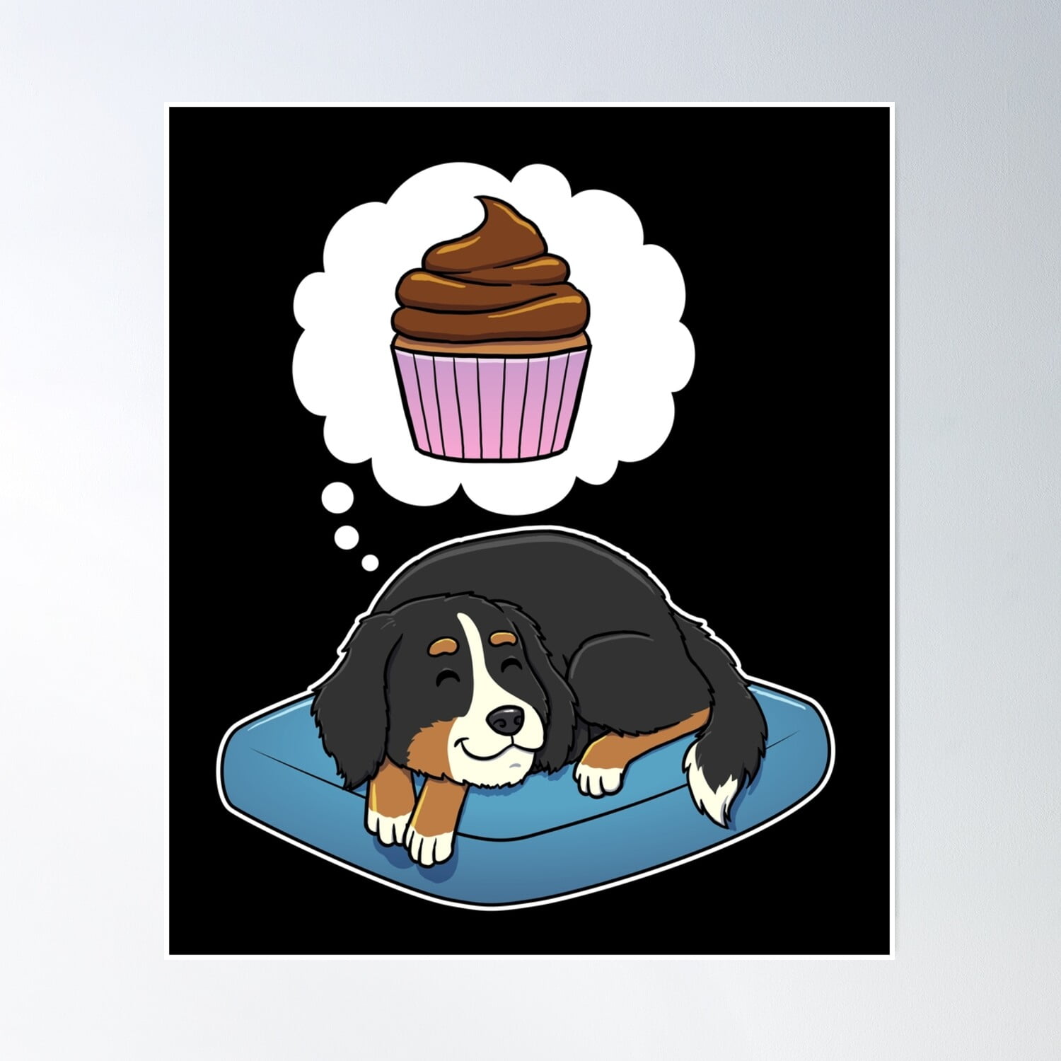 Bernese Mountain Dog Dreaming About Cupcake Poster Wall Art, Modern Wall Decor, 24x36 UNFRAMED ...