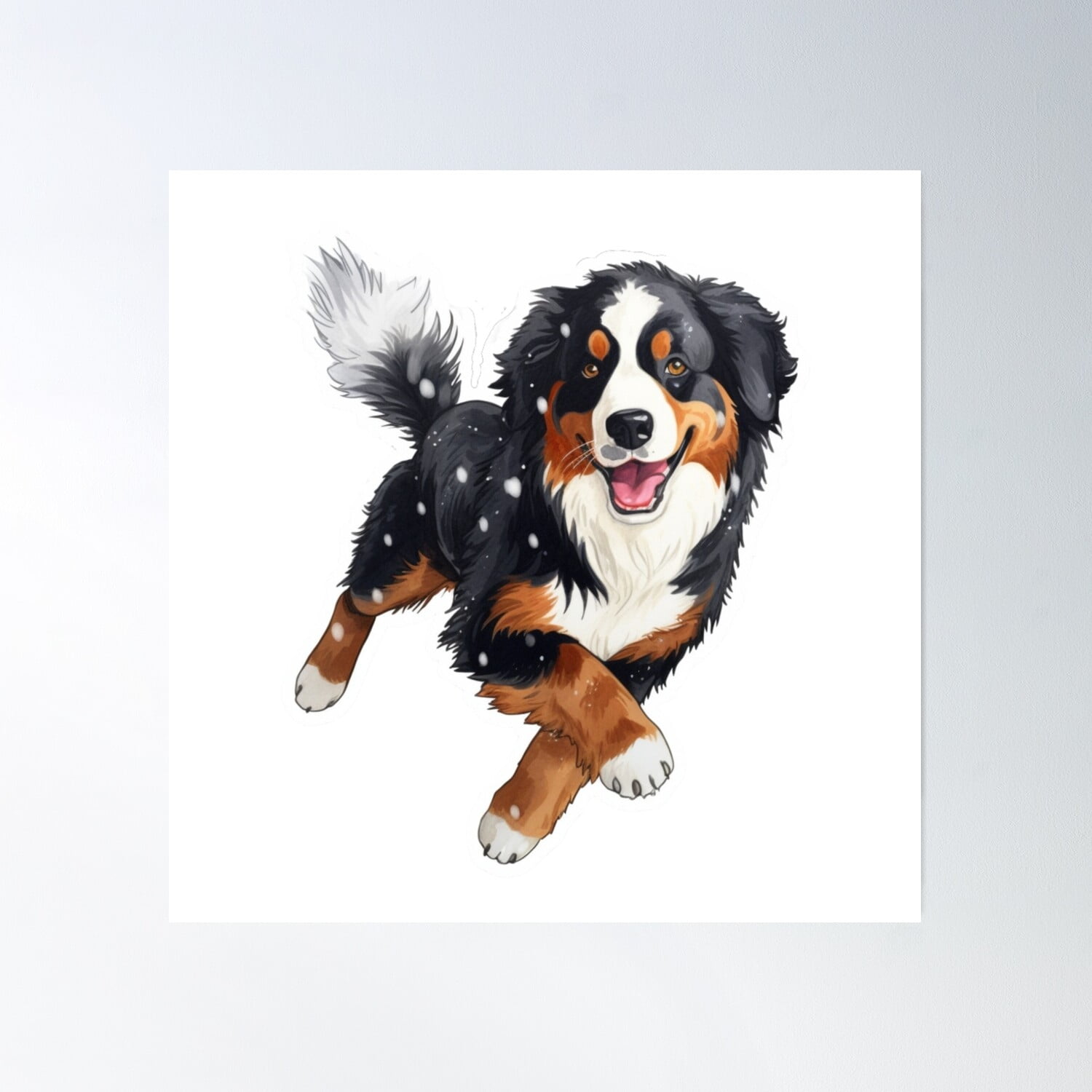 Bernese Mountain Dog Flying Through The Snow Poster Wall Art, Modern Wall Decor, 24x24 UNFRAMED ...