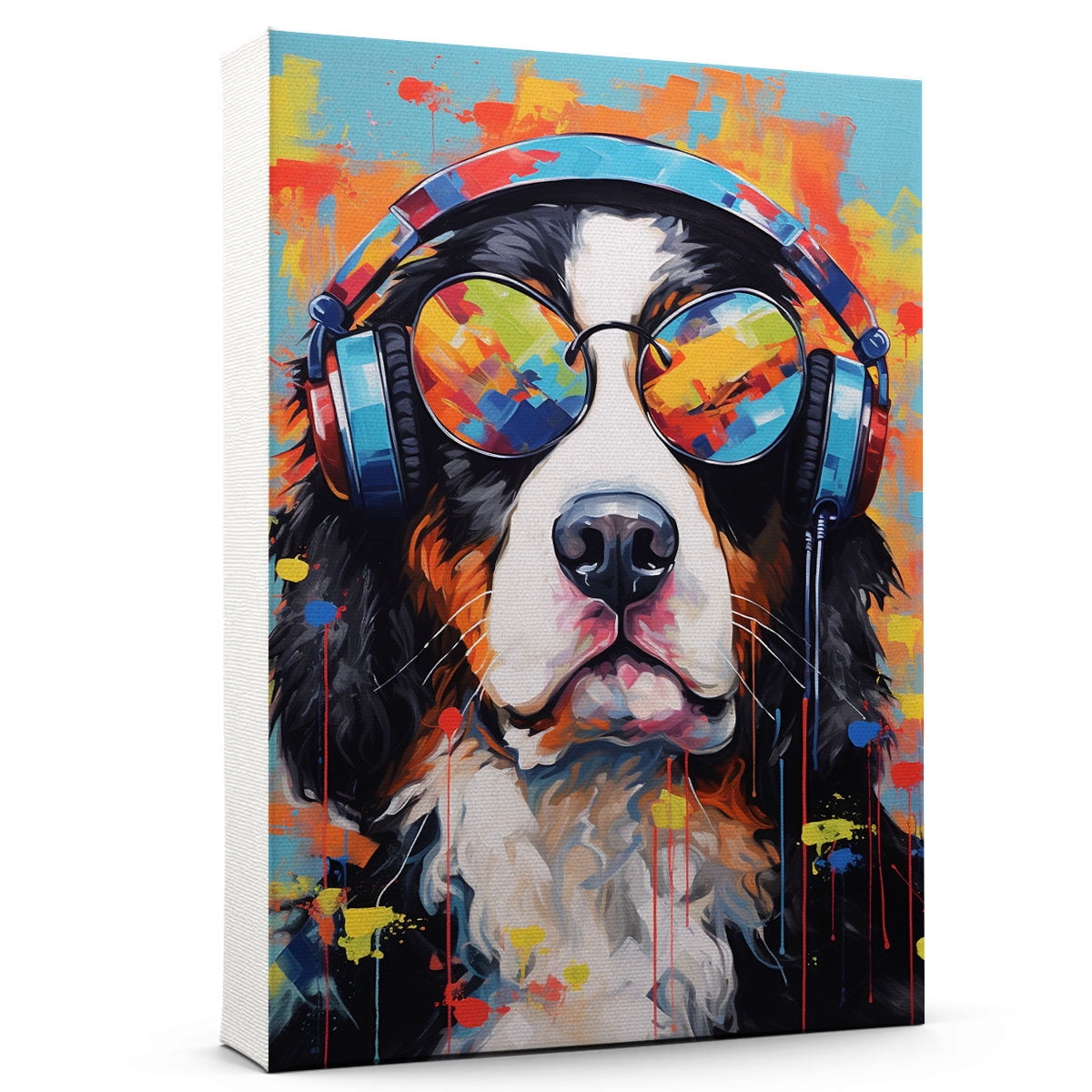 Bernese Mountain Dog Headphone Wall Art Dog Decor Dog Painting Room ...