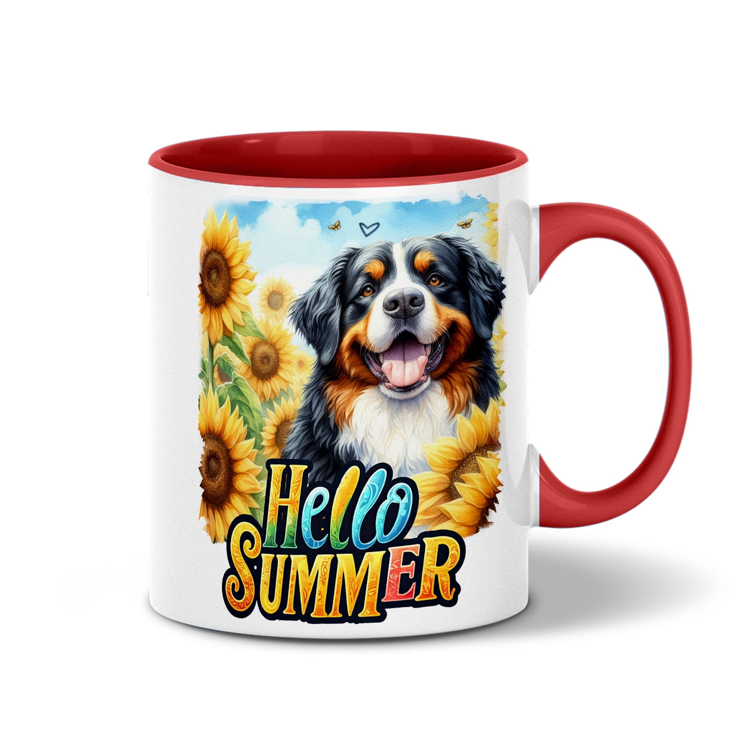 Bernese Mountain Dog Hello Summer Sunshine Sunflowers Spring Retro ...