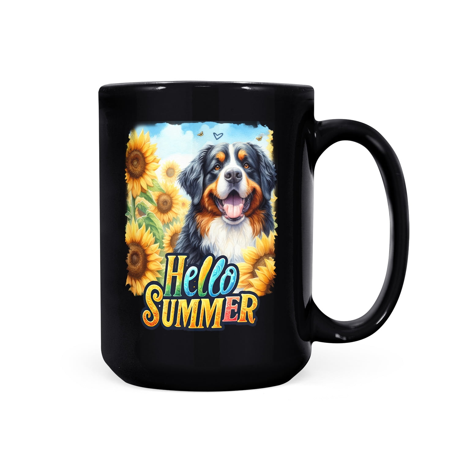 Bernese Mountain Dog Hello Summer Sunshine Sunflowers Spring Retro ...
