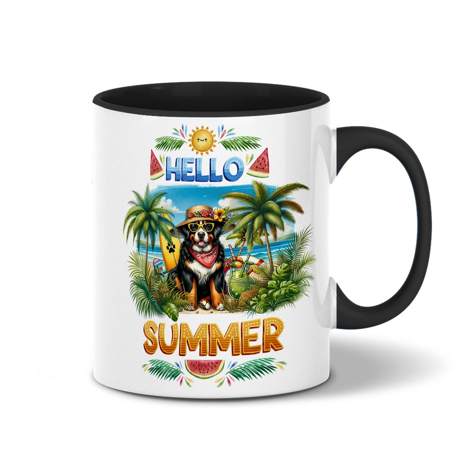 Bernese Mountain Dog Hello Summer with Sunglasses and Surfboard ...