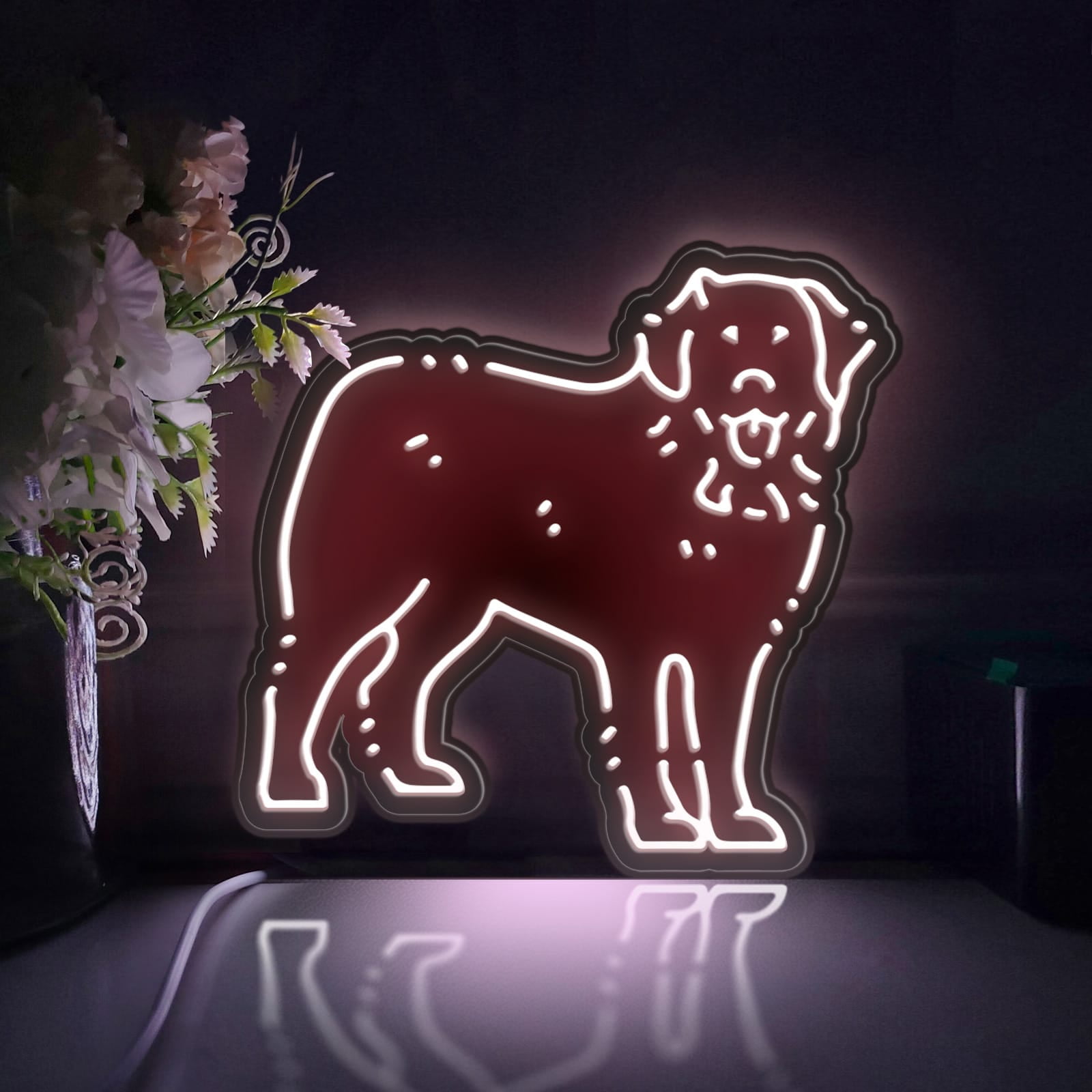 Bernese Mountain Dog Led Light Box, Dimmable Neon-Like Light Signs USB ...