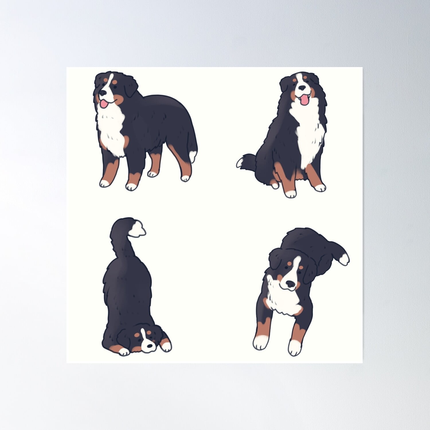 Bernese Mountain Dog Pack Poster Wall Art, Modern Wall Decor, 24x24 UNFRAMED - Walmart.com