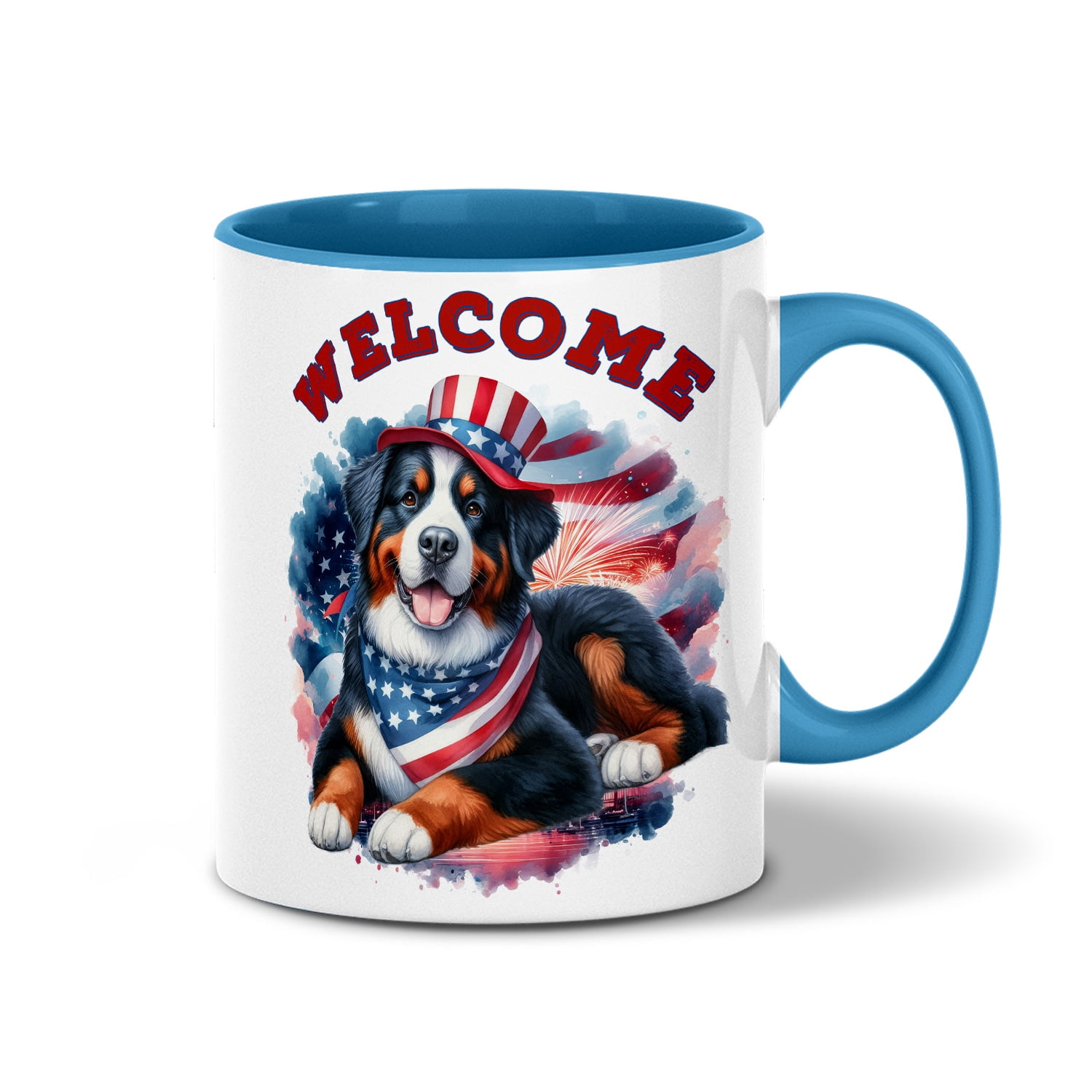 Bernese Mountain Dog Patriotic Welcome for 4Th of July Independence Day ...