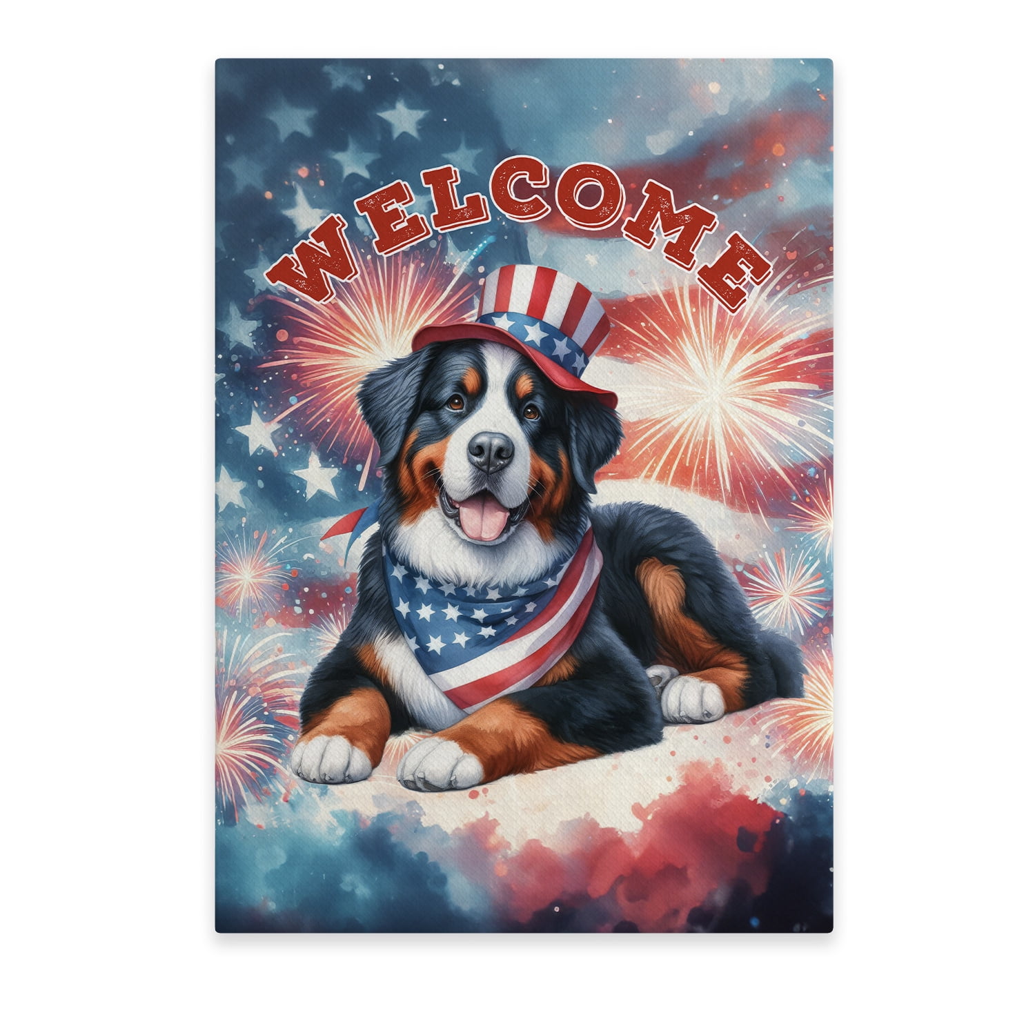 Bernese Mountain Dog Patriotic Welcome for 4Th of July Independence Day ...
