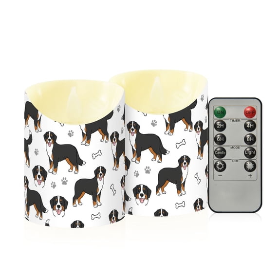 Bernese Mountain Dog Pattern Flameless Candles 2 PCS with Remote ...
