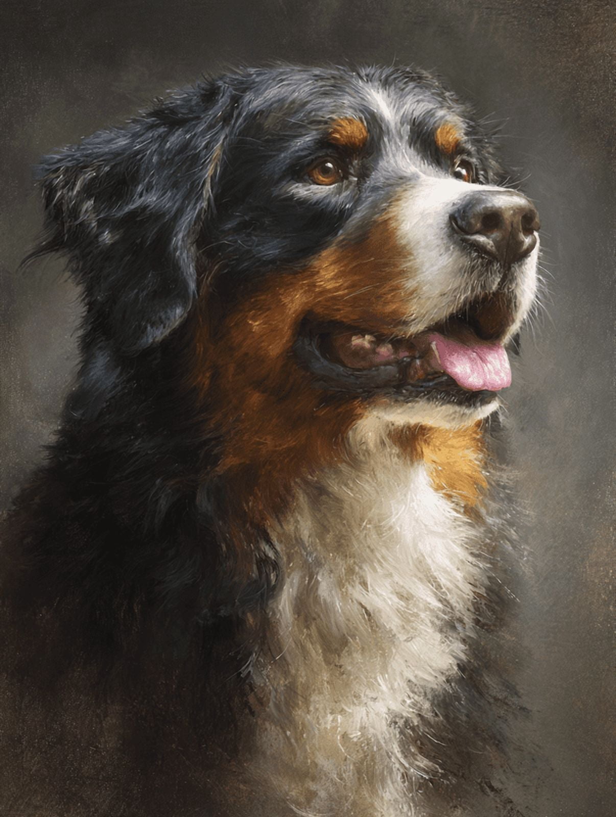 Bernese Mountain Dog Portrait Canvas Print, Wall Decor for Living Room ...