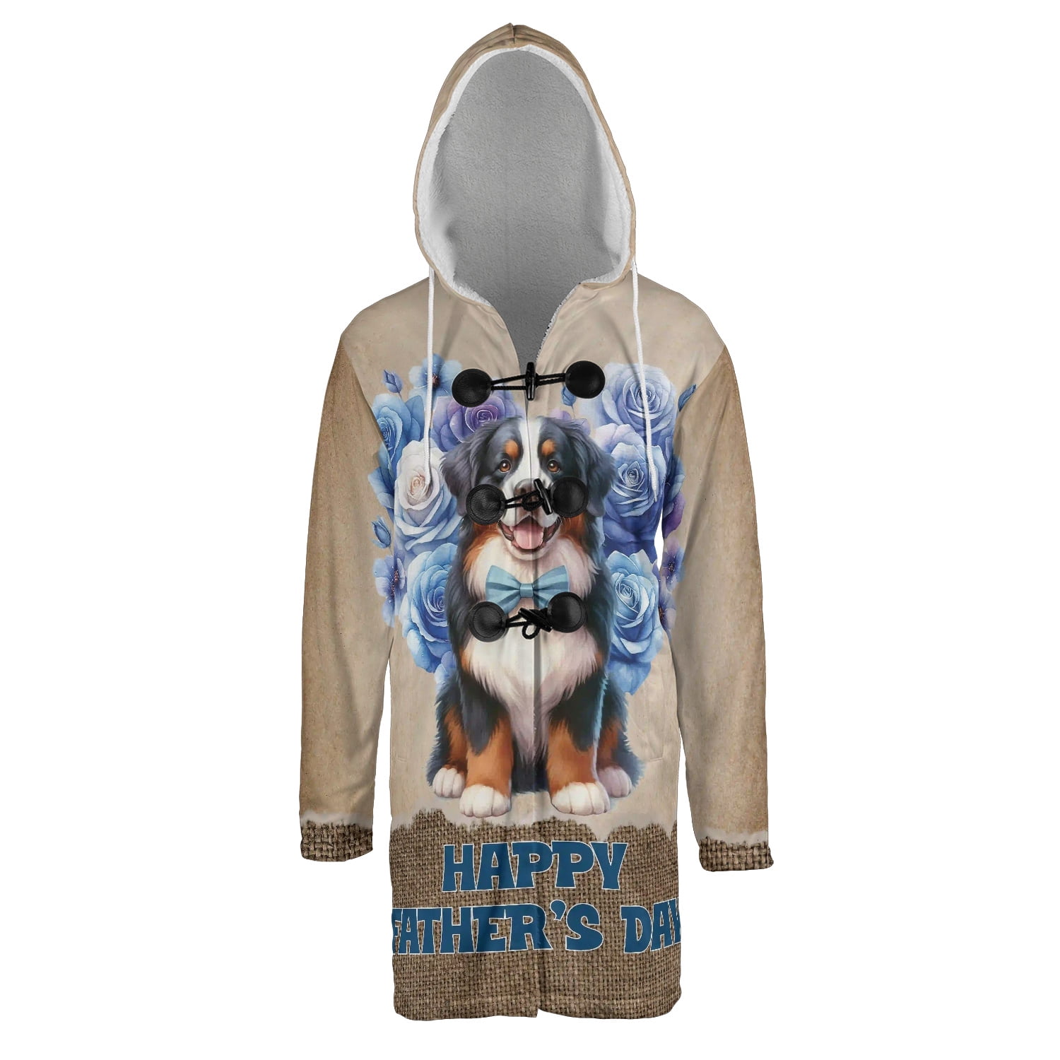 Bernese Mountain Dog Proud Dad Happy Father's Day All Over Print 3D Hooded Duffle Toggle Coat ...