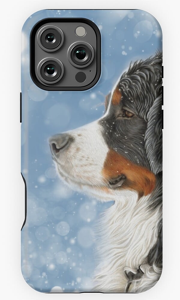 Bernese Mountain Dog Snow Phone Case for iPhone 16 15 14 13 12 11 Pro ...
