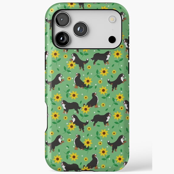 Bernese Mountain Dog Sunflower Pattern Pet for iPhone Case 11 to 17 Pro ...