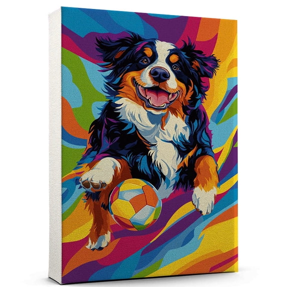 Bernese Mountain Dog Volleyball Art Stretched Canvas Size 8x12 ...