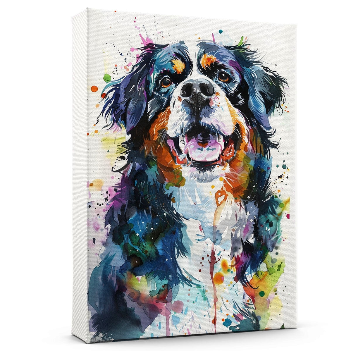 Bernese Mountain Dog Wall Art Animal Oil Painting On Canvas Poster Dog Watercolor Colorful Cute ...