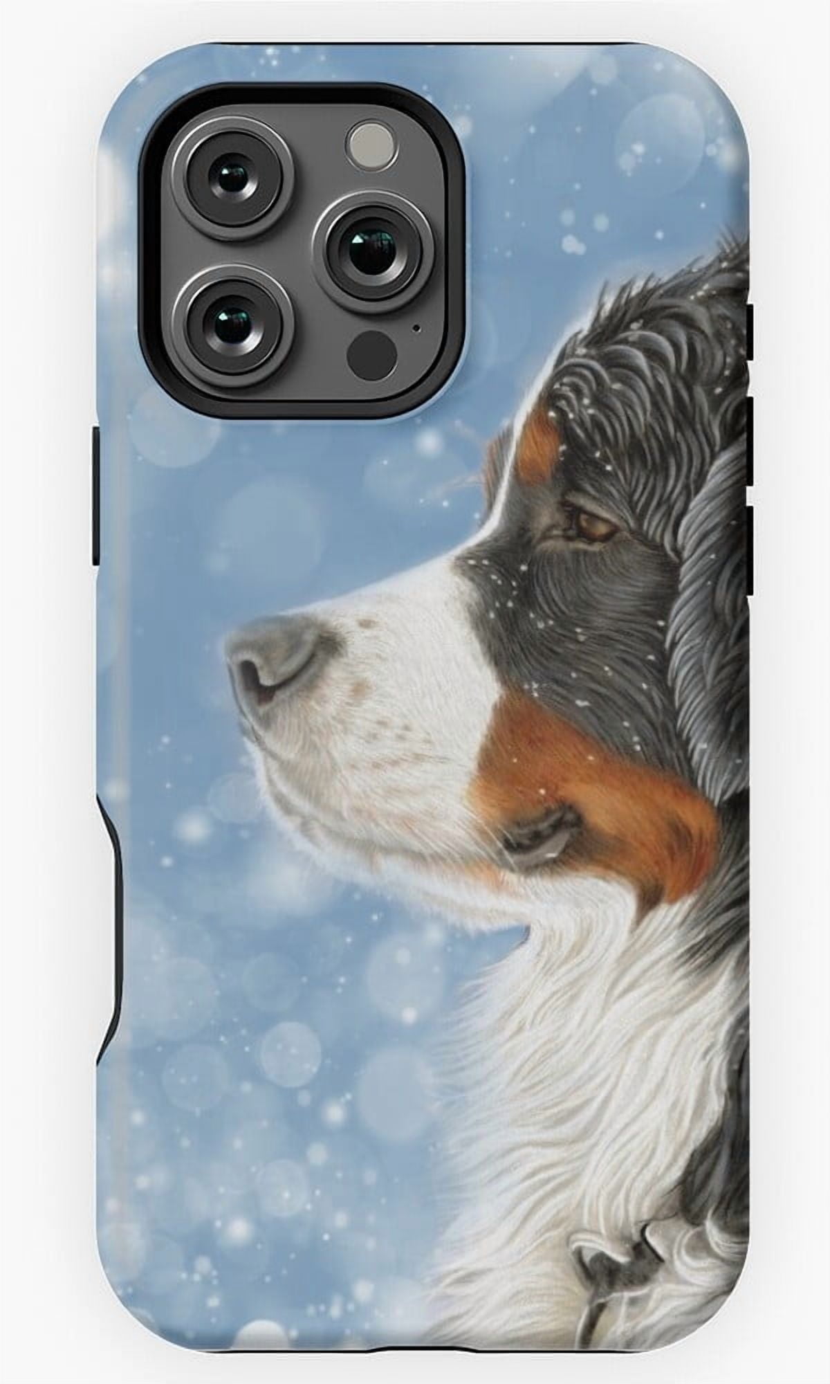 Bernese Mountain Dog in Snow Winter Art Phone Case for iPhone 11 12 13 ...