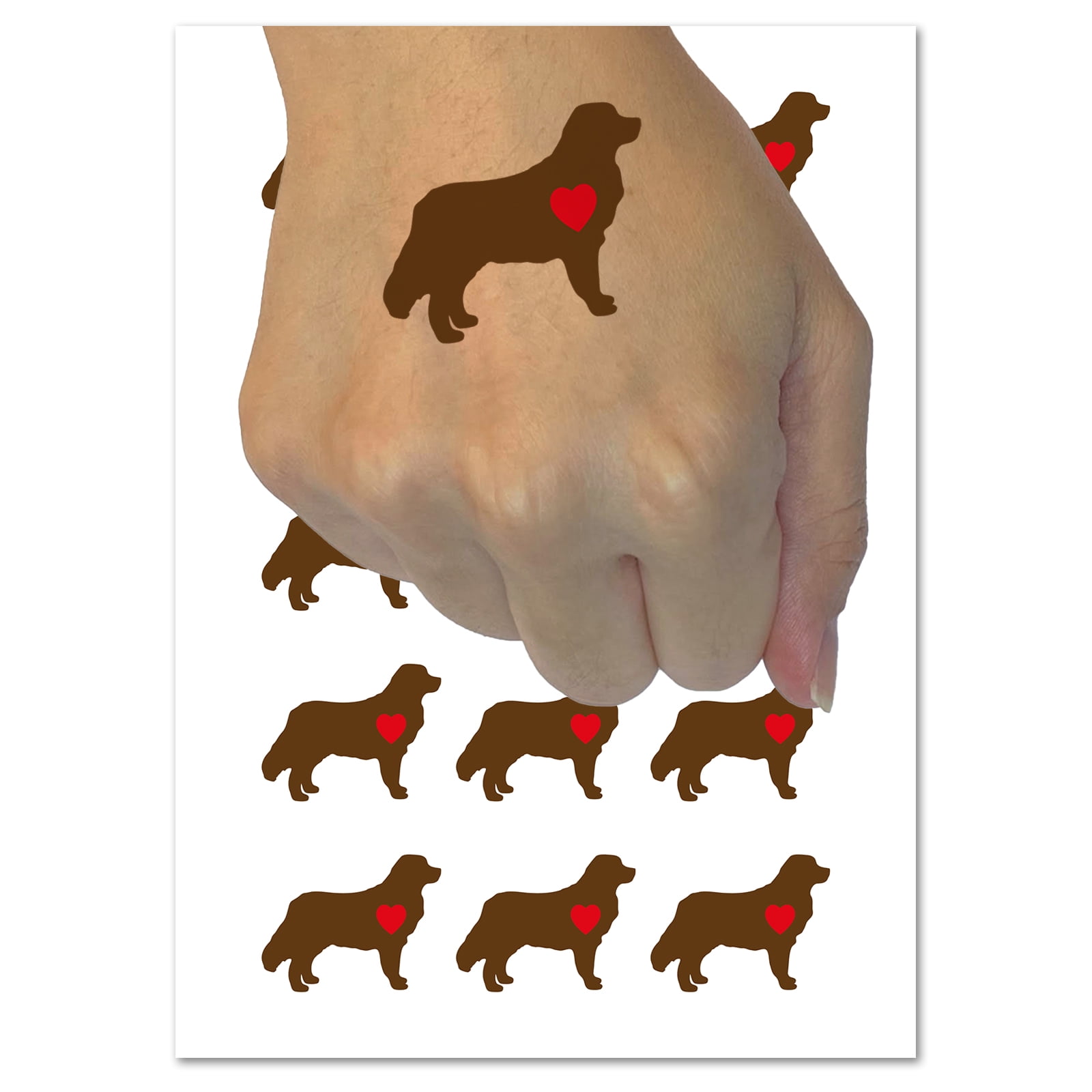 Bernese Mountain Dog with Heart Water Resistant Temporary Tattoo Set ...